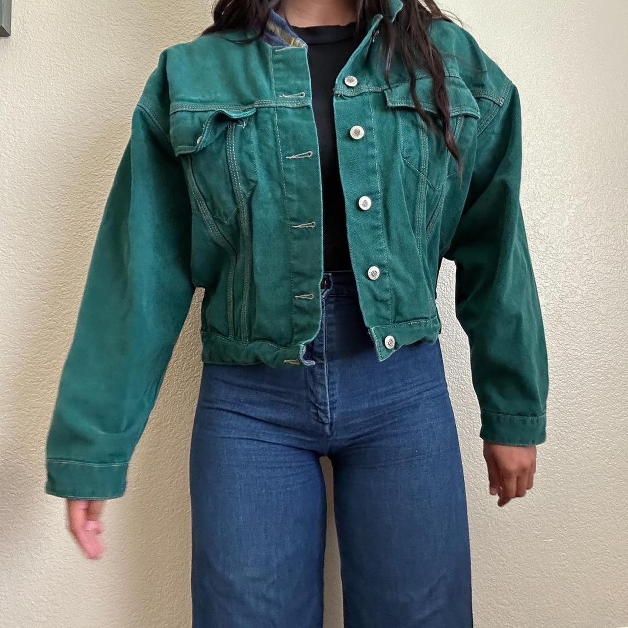Vintage super rare 80s/90s teal green boxy cropped... - Depop
