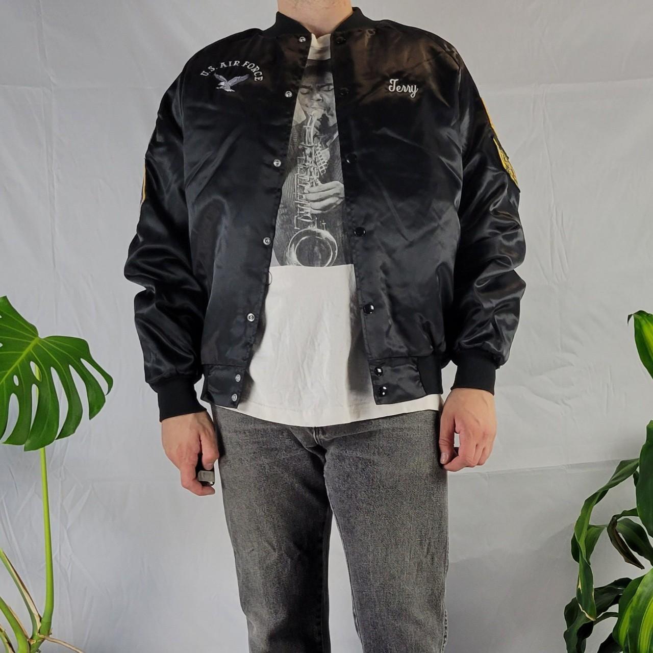 Vintage satin bomber jacket patches... - Depop