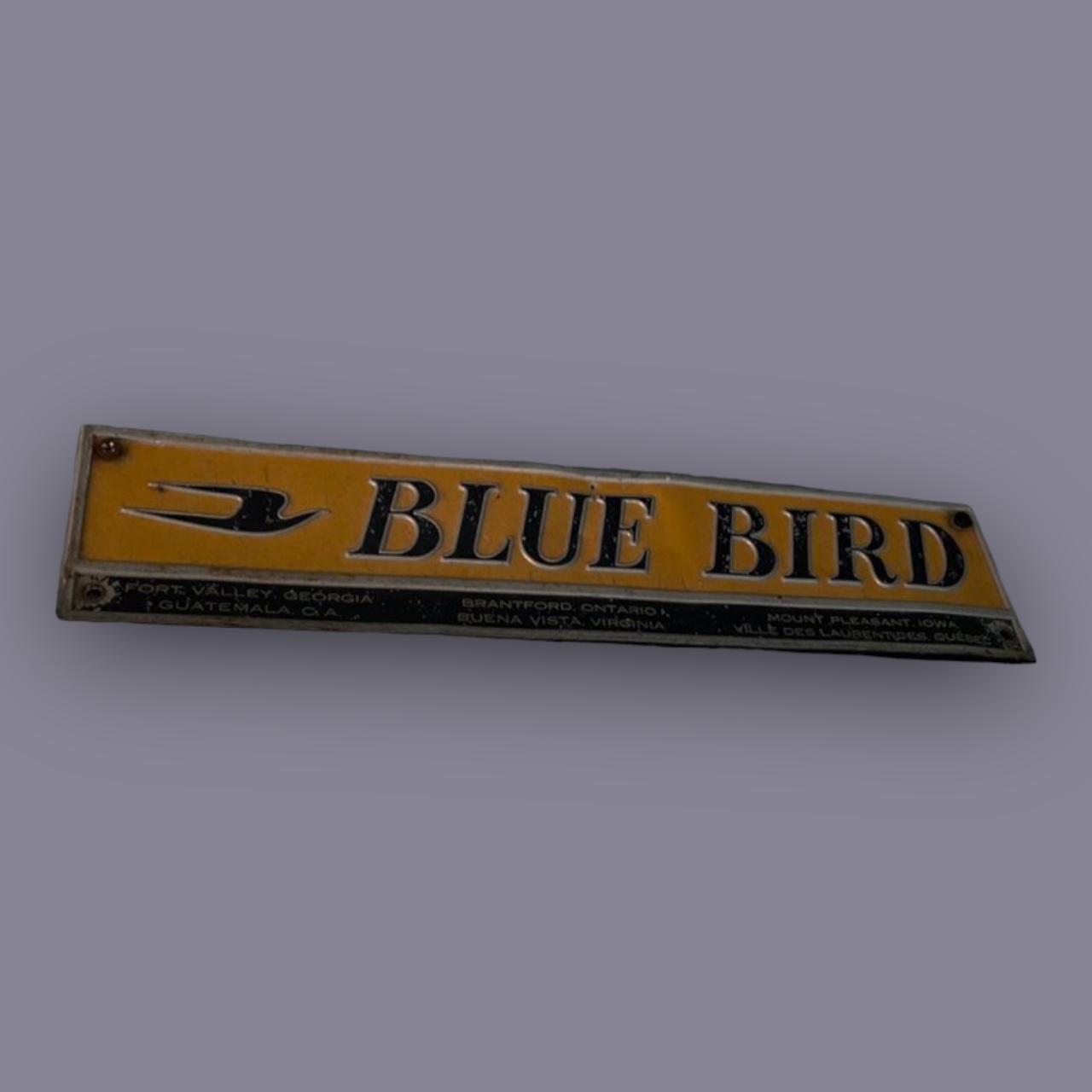 vintage blue bird bus sign ⚠️🌀 • dope metal sign... - Depop
