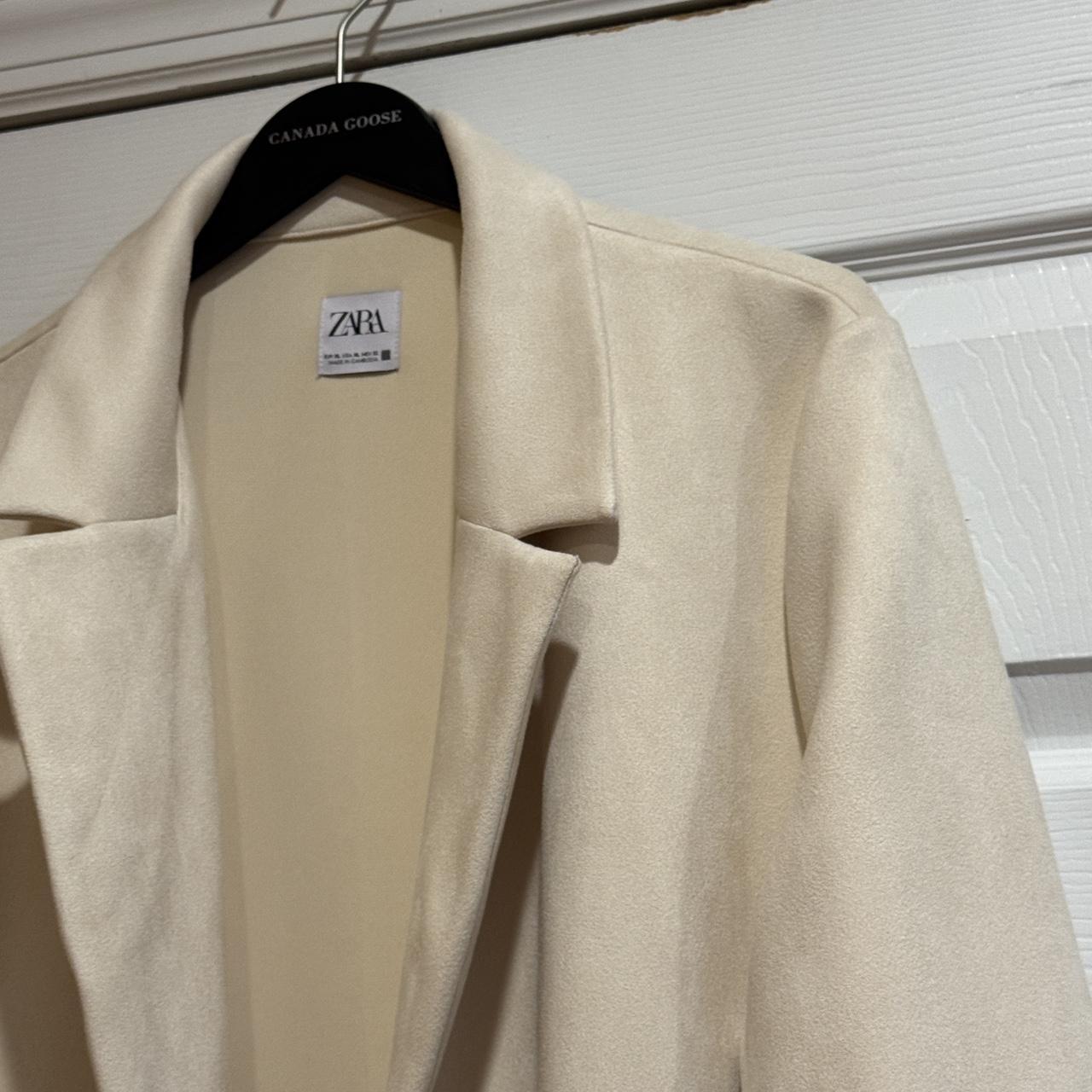 Zara cream soft coat - sz XL women Worn 2 times.... - Depop