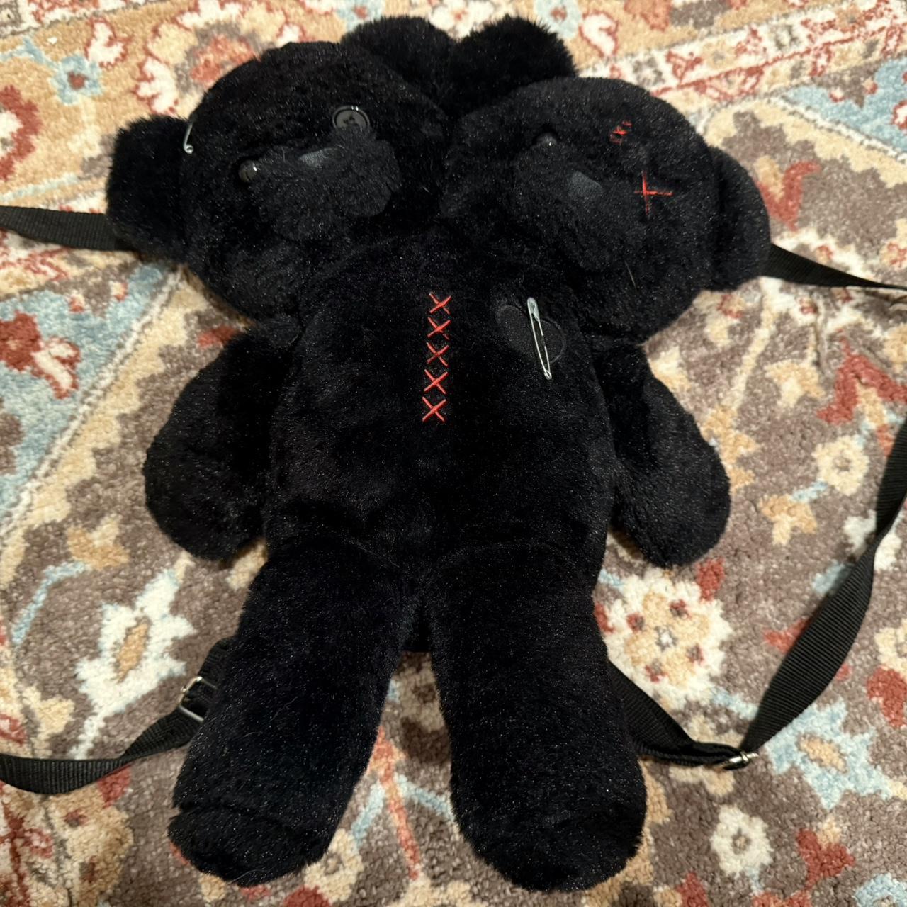 Black double headed teddy bear backpack with... - Depop