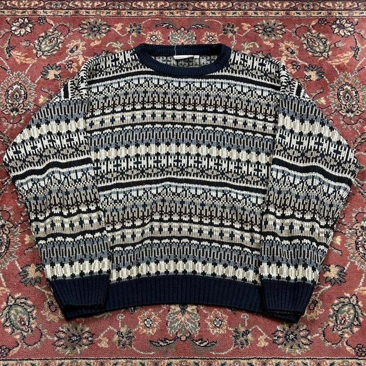 Vintage Knitted Jumper Funky Pattern 1990s. Made In... - Depop