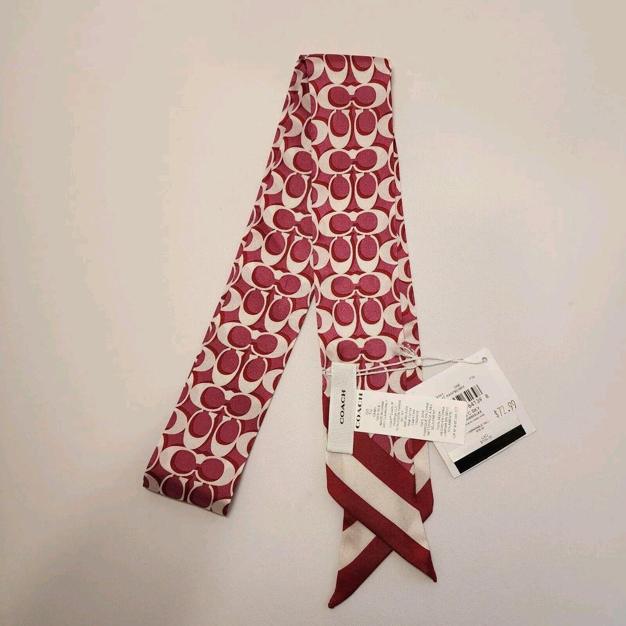 COACH SIGNATURE PRINT SILK SKINNY SCARF Color:... - Depop