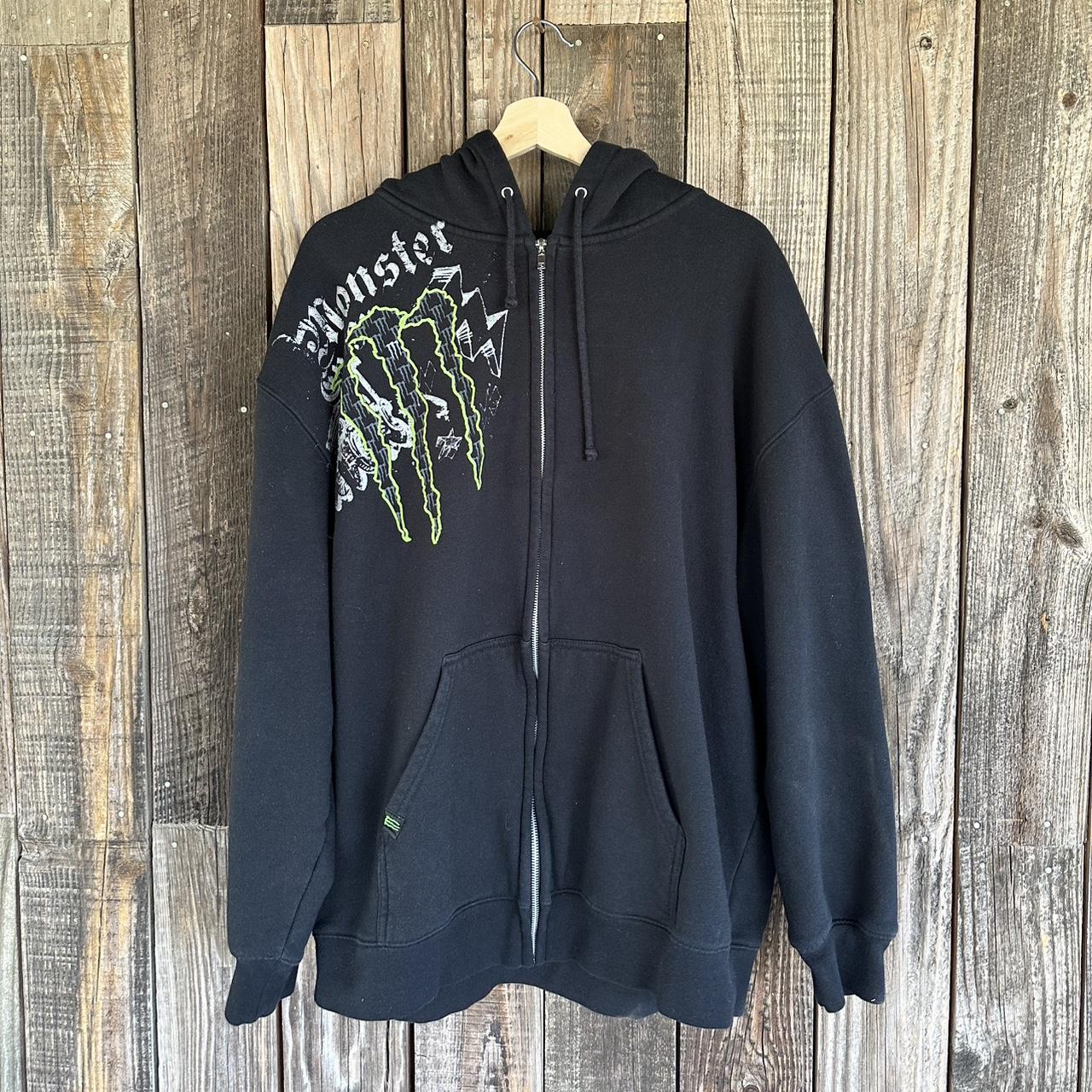 Monster Energy Y2K Full Zip Large/ XL - - - Black... | Depop