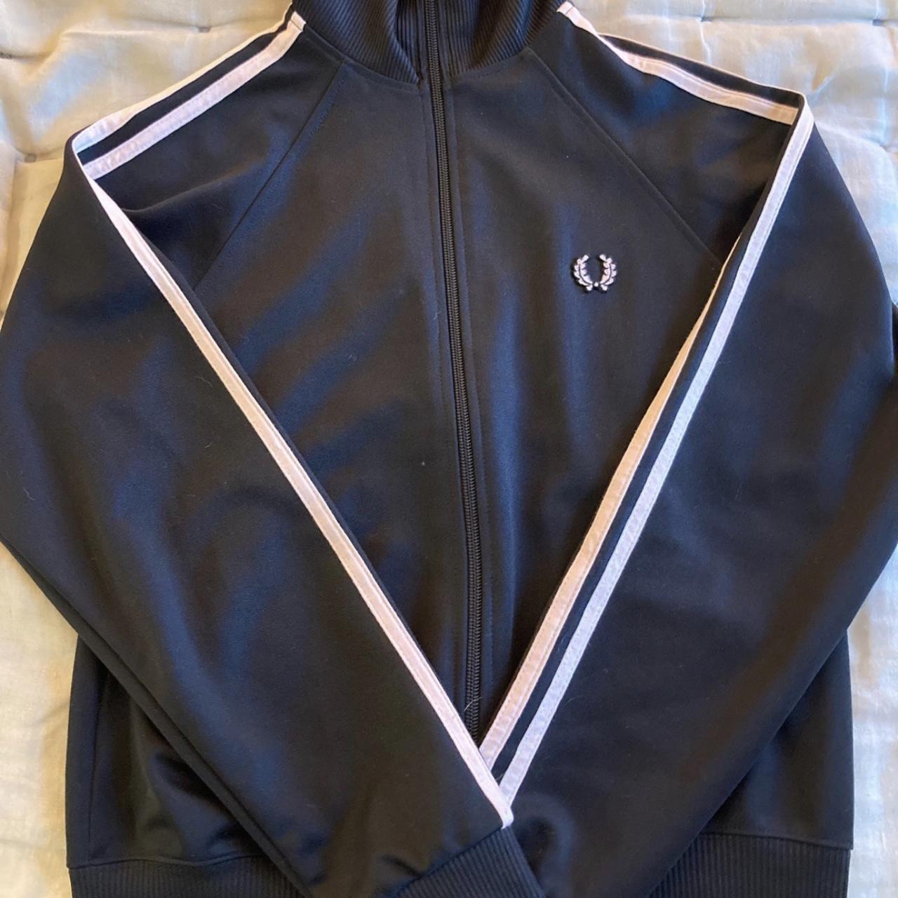 Vintage Fred perry track jacket with baby pink stripes - Depop