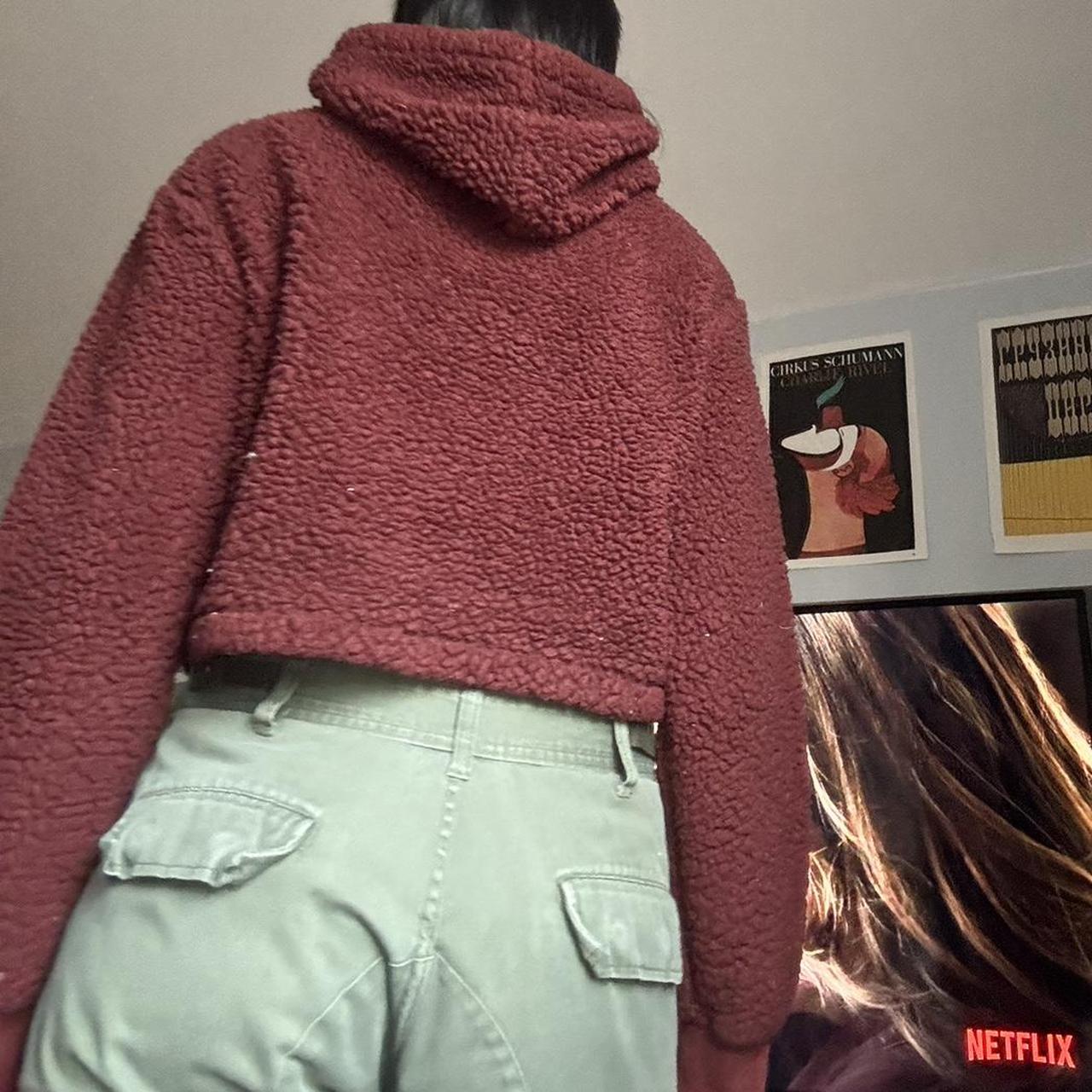 Colsie burgundy crop top hoodie L Super cute and... - Depop
