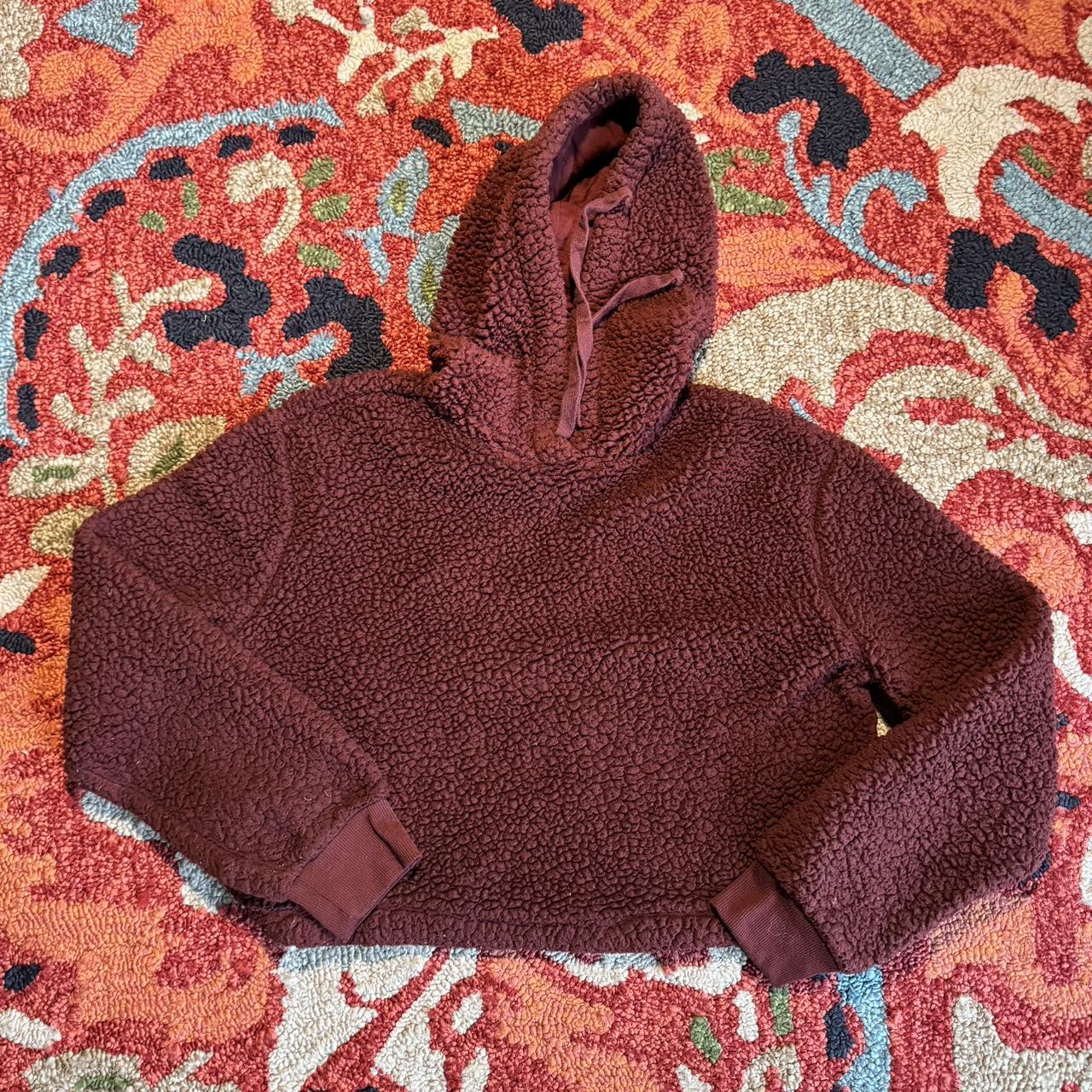 Colsie burgundy crop top hoodie L Super cute and... - Depop