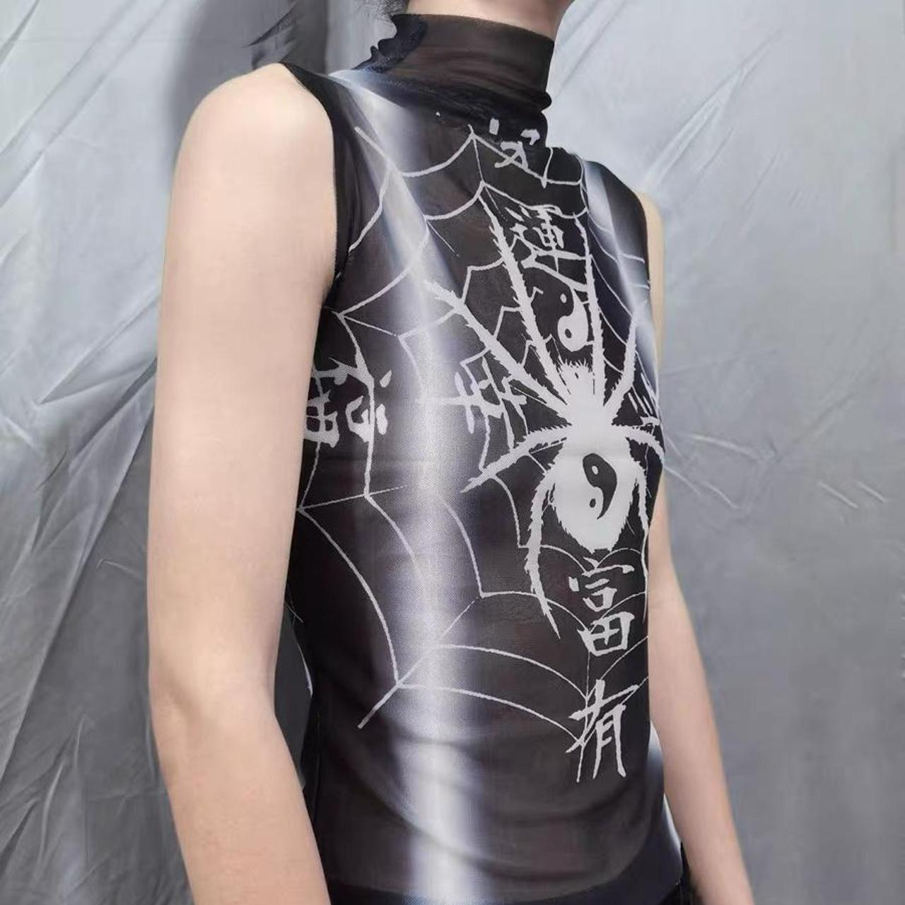 Asian talisman and spider Gothic mash turtle neck... | Depop