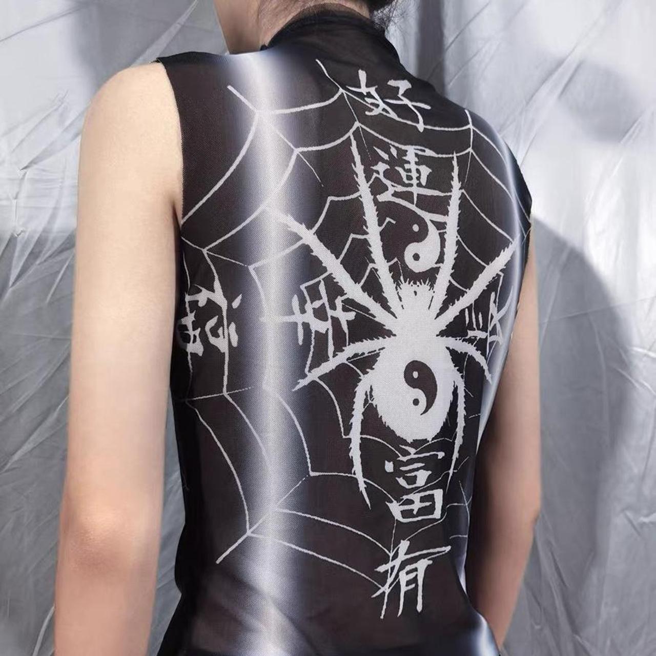 Asian talisman and spider Gothic mash turtle neck... | Depop