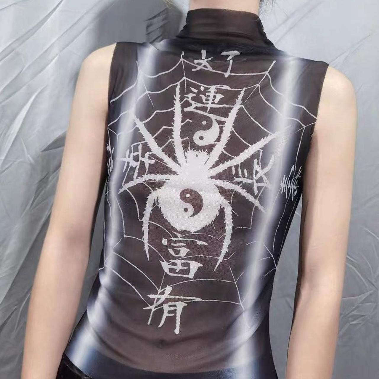Asian talisman and spider Gothic mash turtle neck... | Depop