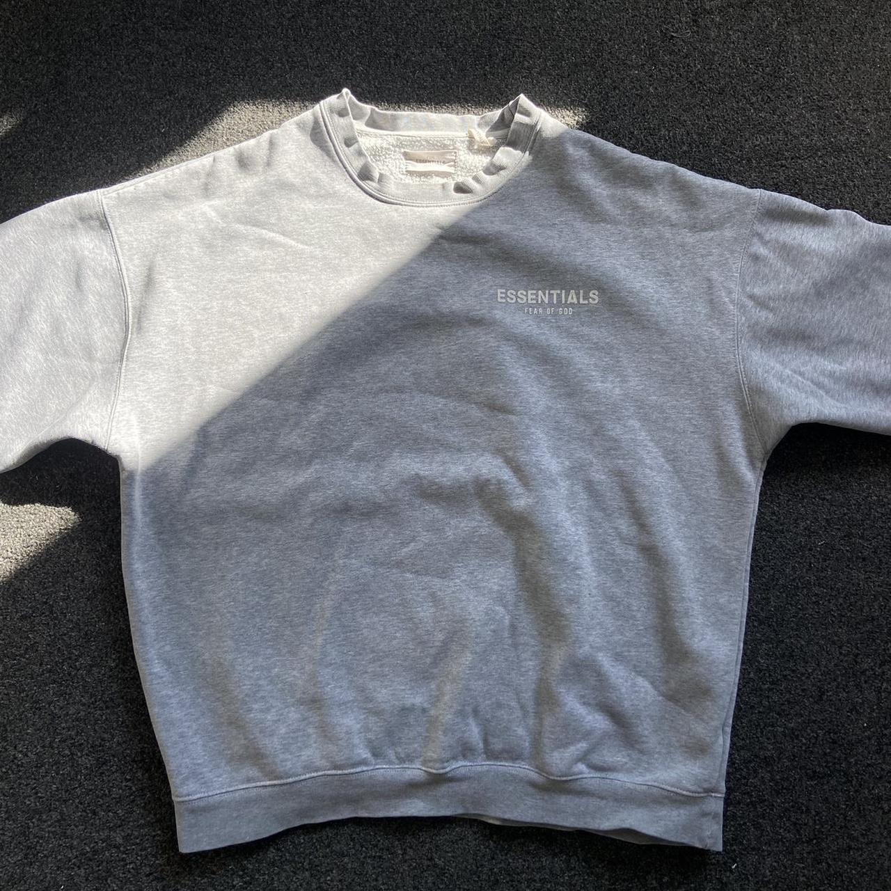 Essentials fear of god grey crewneck jumper/... - Depop