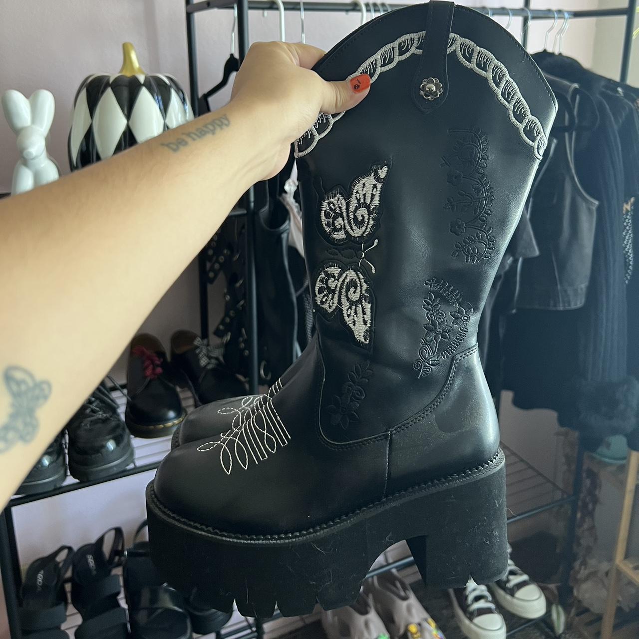 Platform cowboy boots | alternative platform boots... - Depop