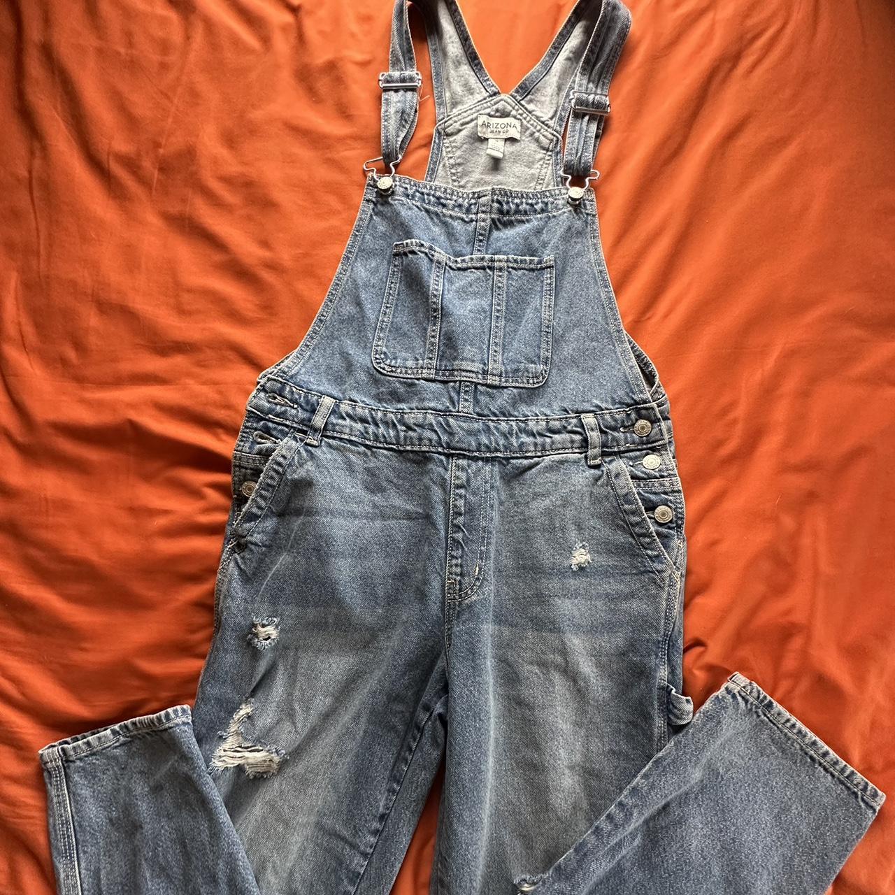 Arizona denim fitted overalls Size M... - Depop
