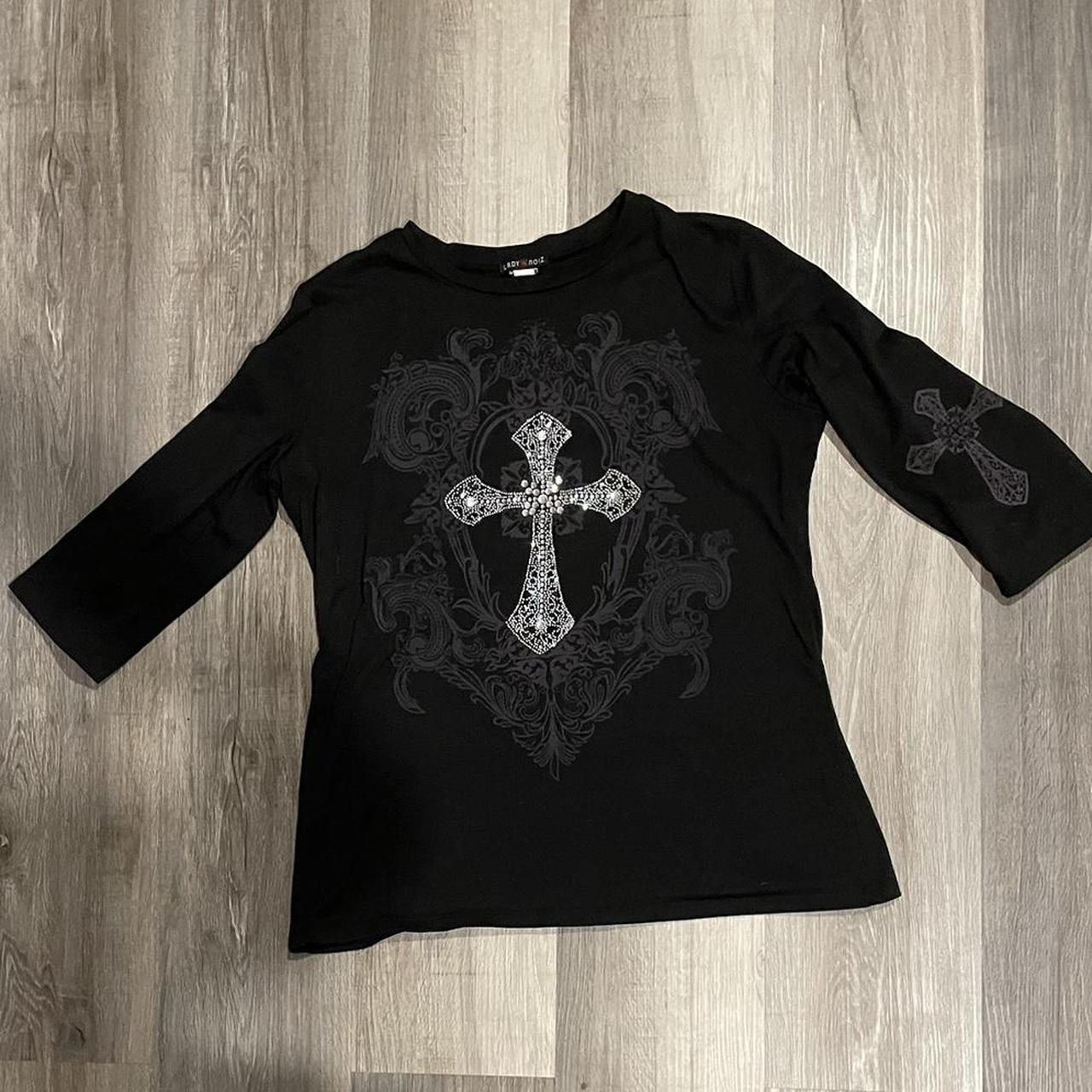 Black rhinestone y2k emo grunge blinged bedazzled ... | Depop