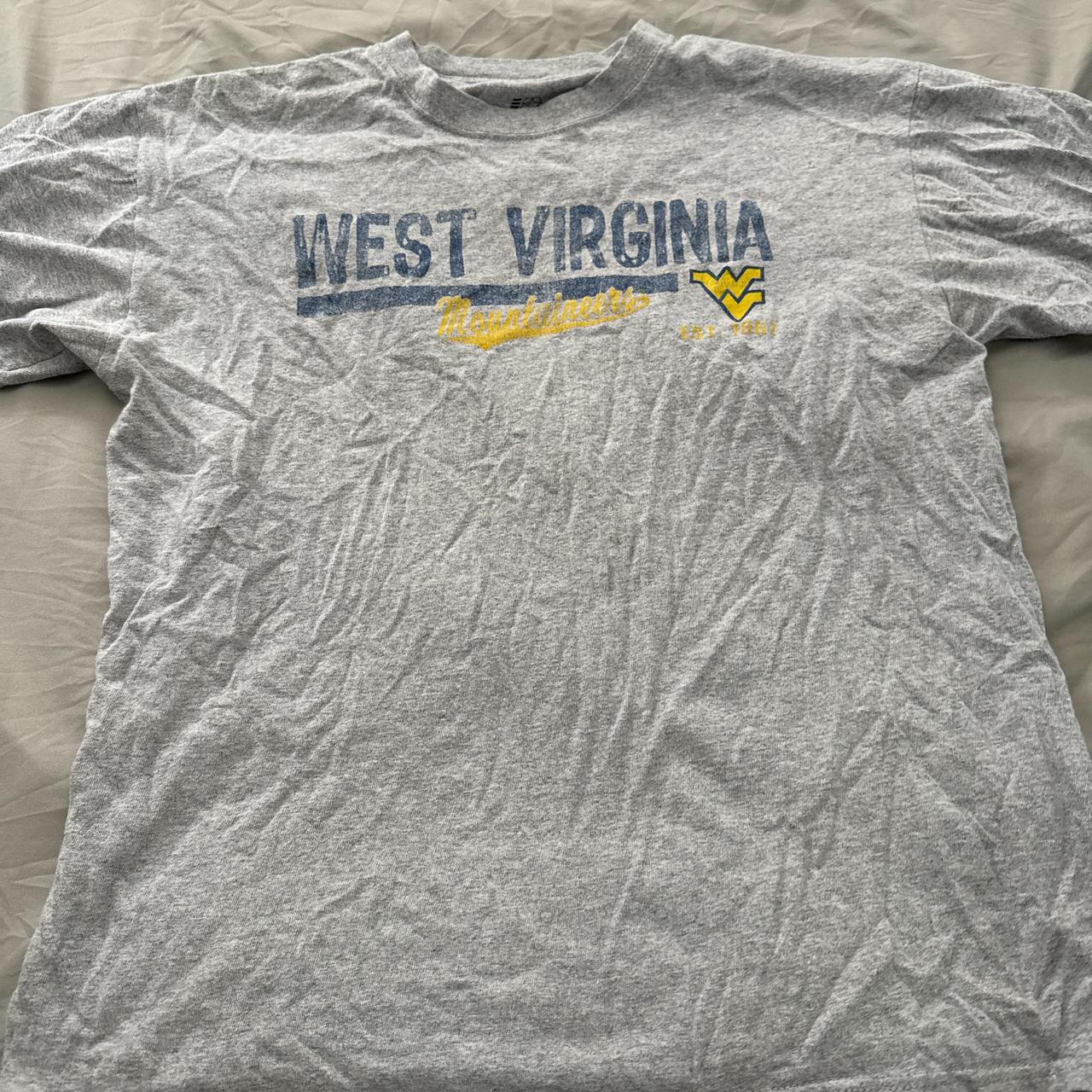 Grey and yellow West Virginia University shirt #WVU... - Depop