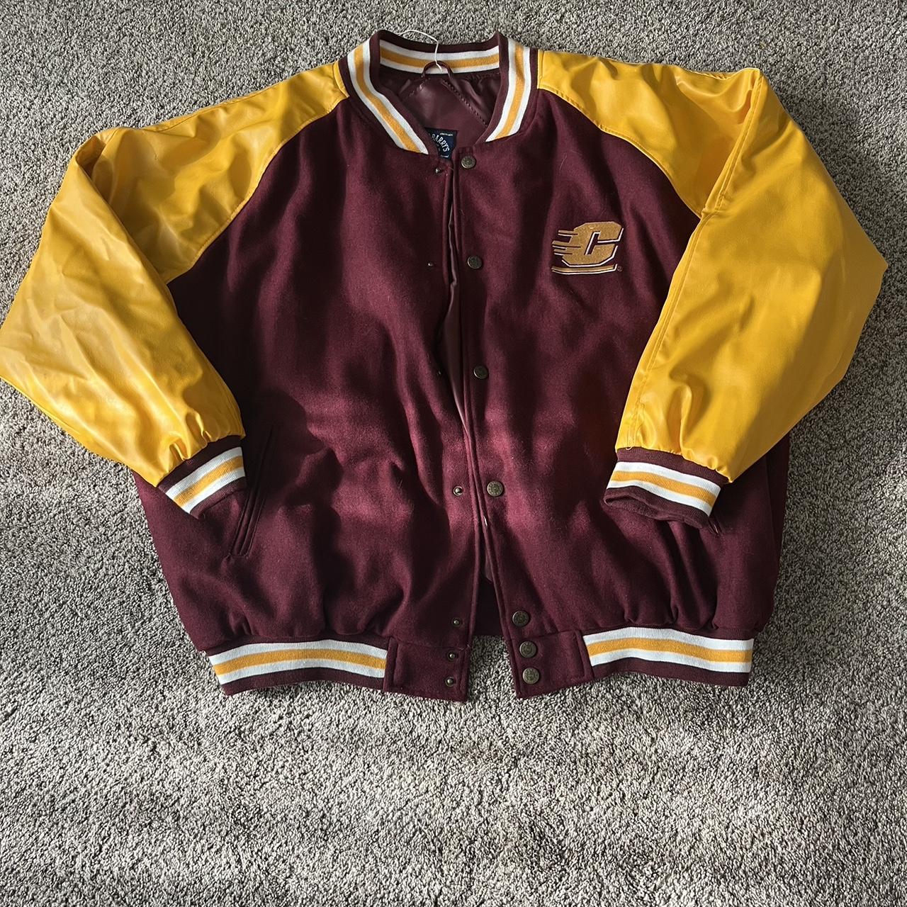 Central Michigan varsity jacket with shell sleeves XXL - Depop