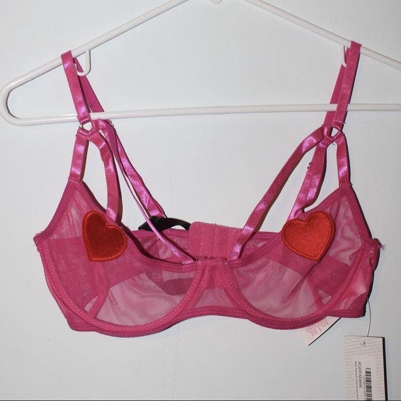 Hot pink heart bralette new with tags #bralette... - Depop