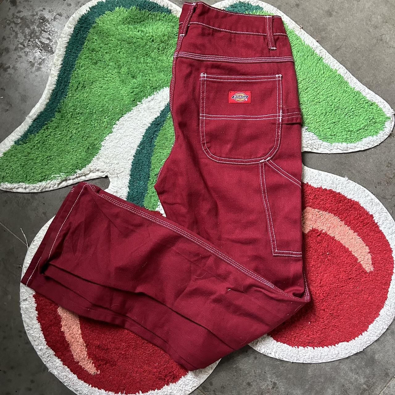 Red w/ white stitch dickies carpenter... - Depop
