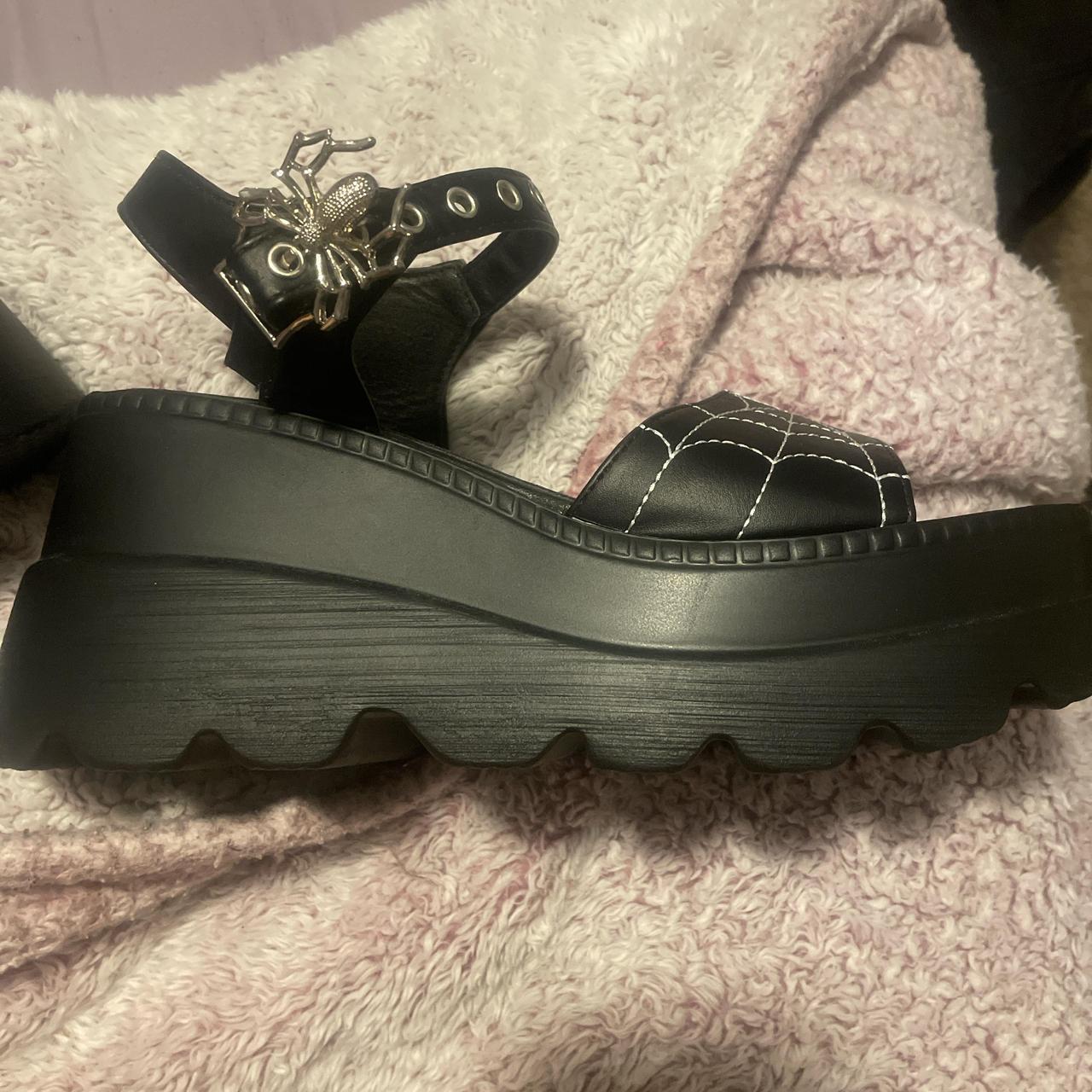 WEIREN gothic emo spider web platform sandals! size... - Depop