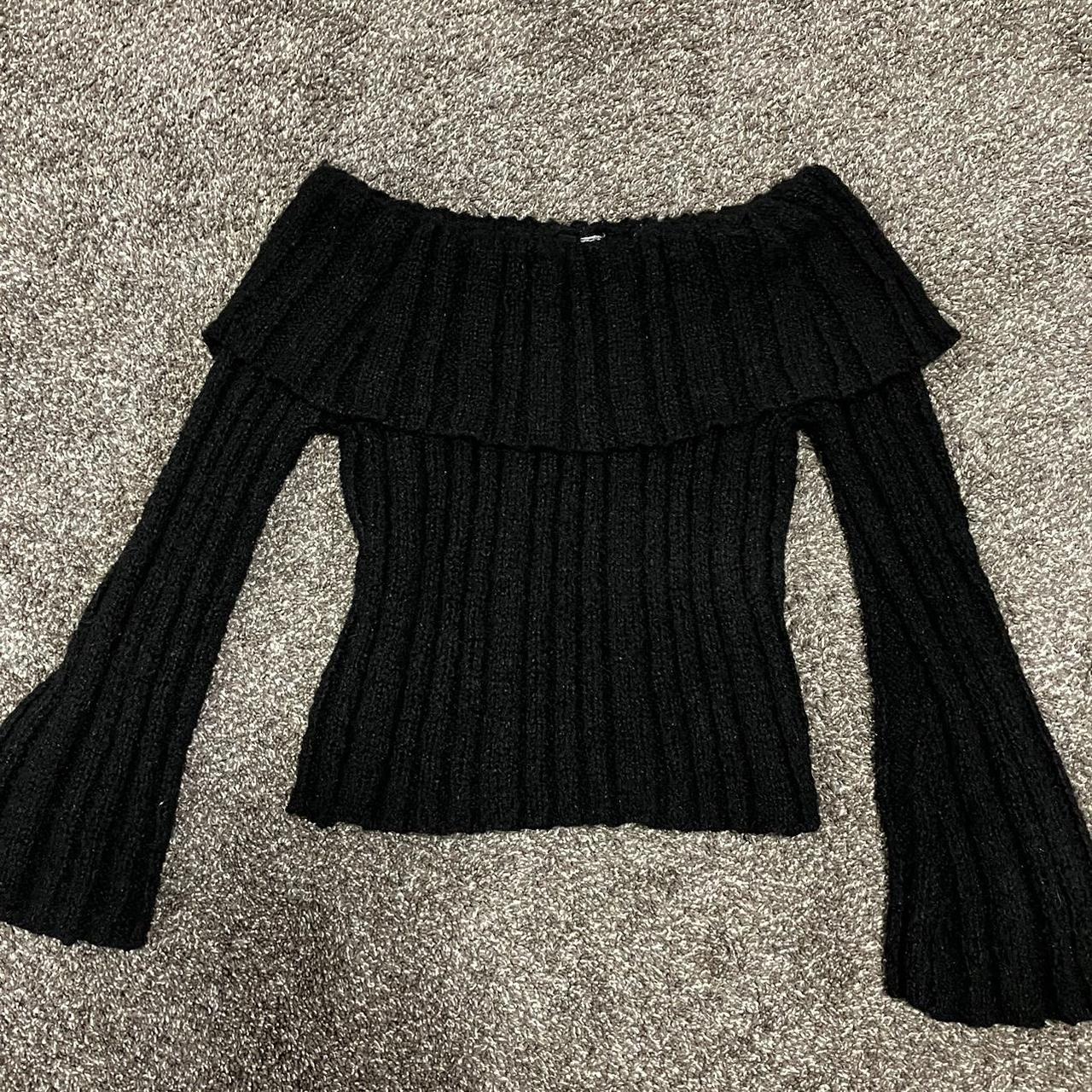 black off shoulder sweater size xs-s - Depop