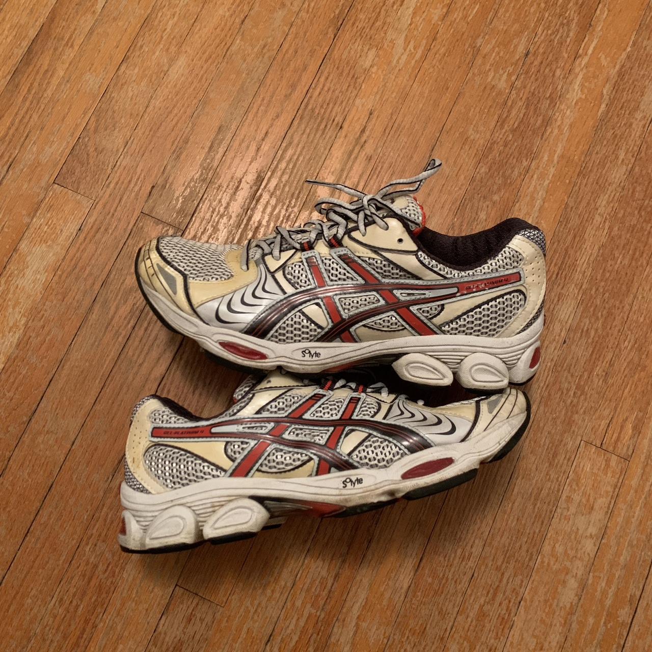 Vintage y2k asics gel platinum 4 shoes Size... - Depop