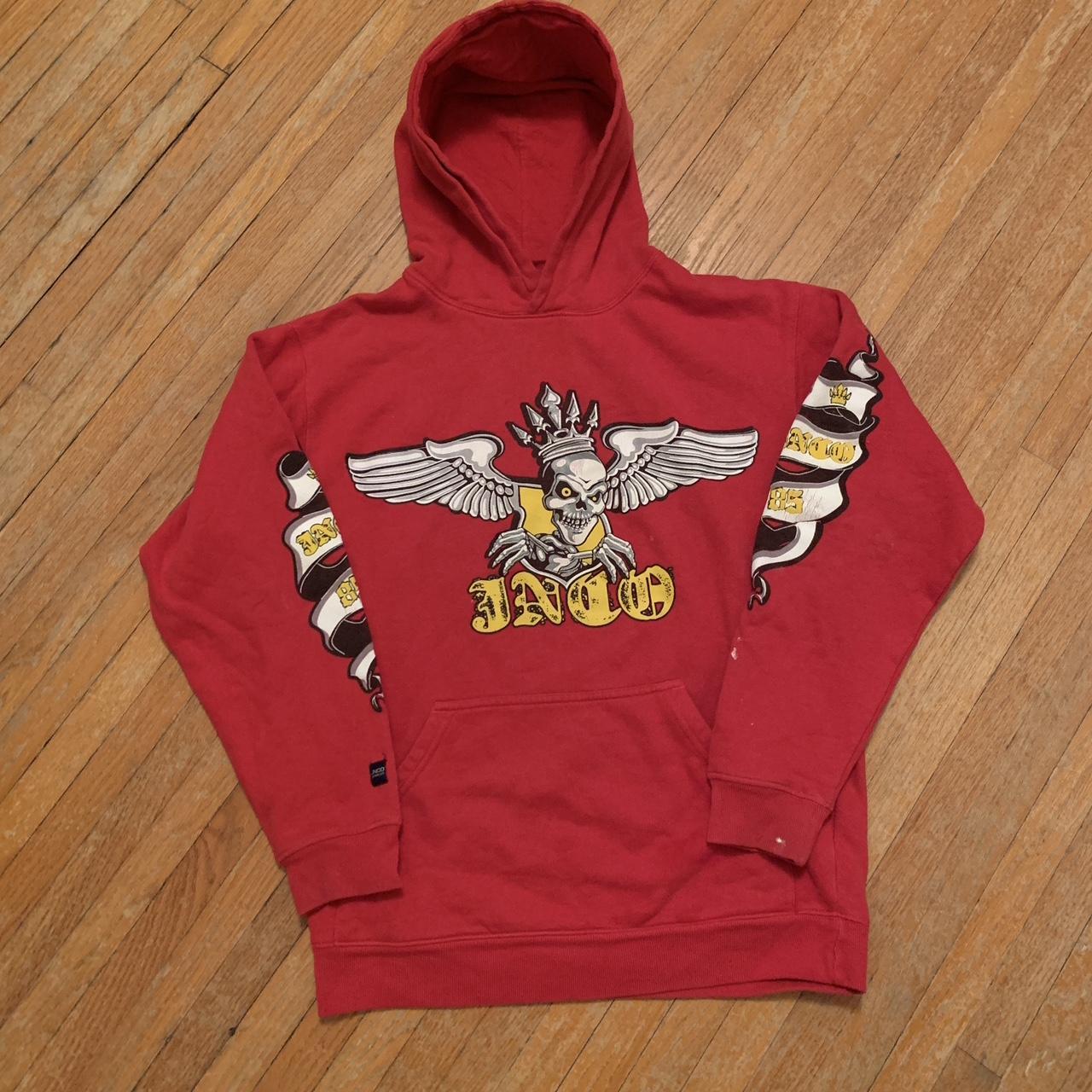 Vintage y2k jnco skater emo grunge red hoodie Size... - Depop