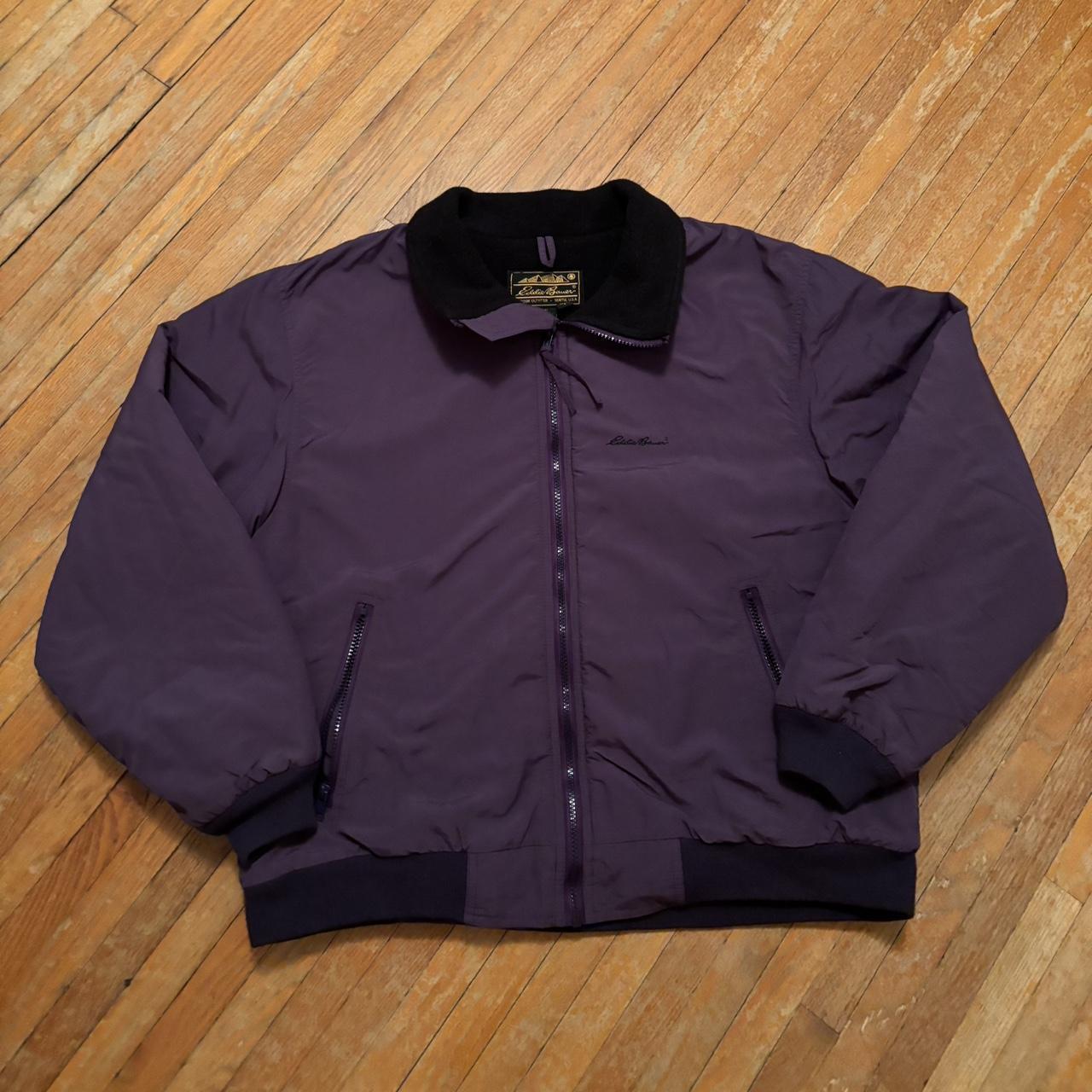 Vintage 90s Eddie Bauer purple fleece lined... - Depop