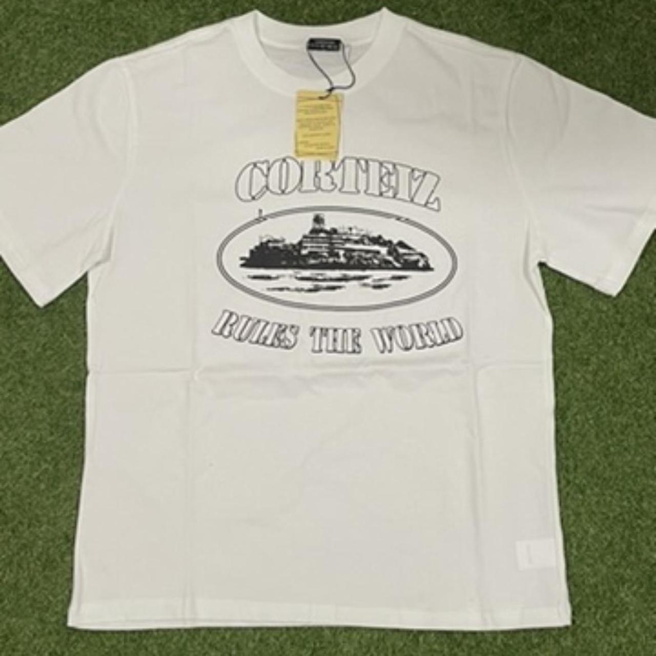 Corteiz White and Black Graphic Tee Men’s Size... | Depop