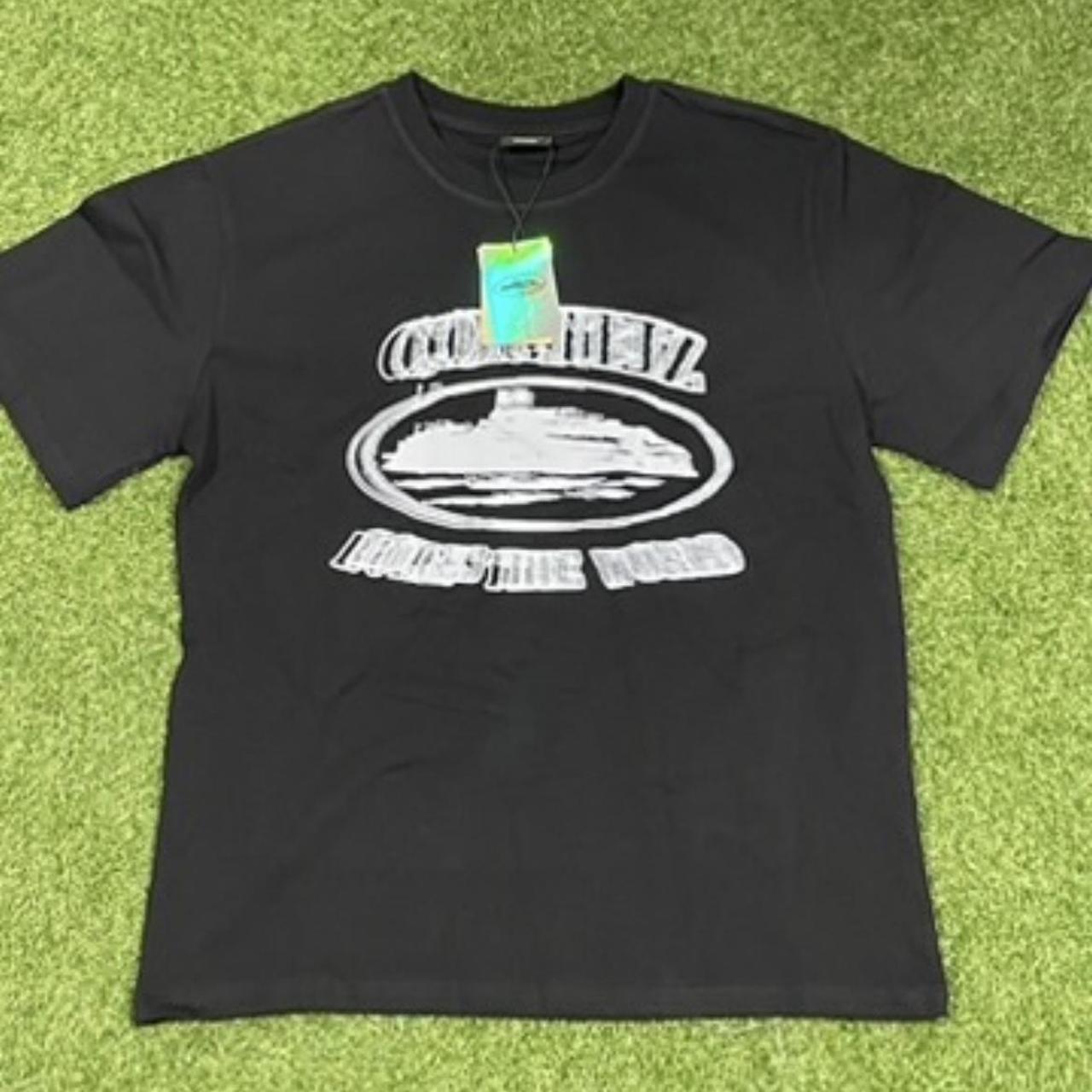 Corteiz Black and White Graphic Tee Men’s Size... | Depop