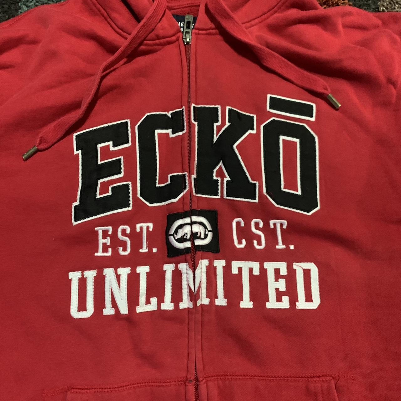 Red Vintage Ecko Zip up Hoodie Size: L Clean/No... - Depop