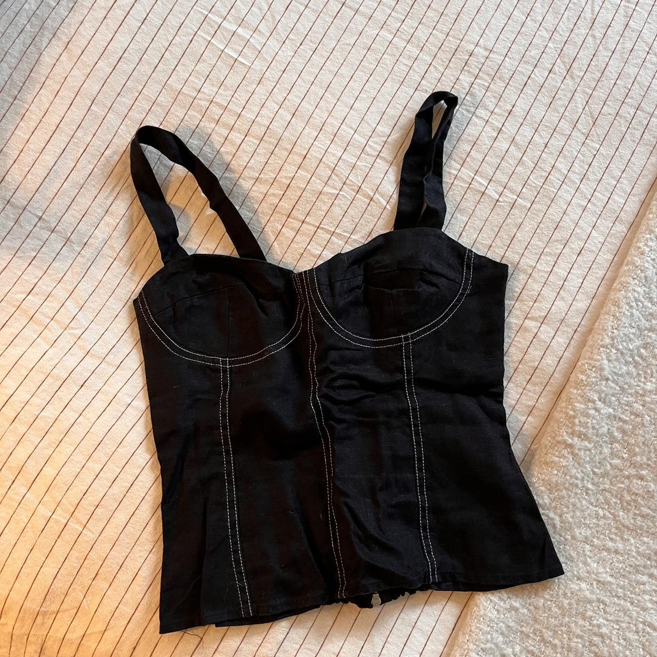 reformation contrast stitch corset top - size... - Depop