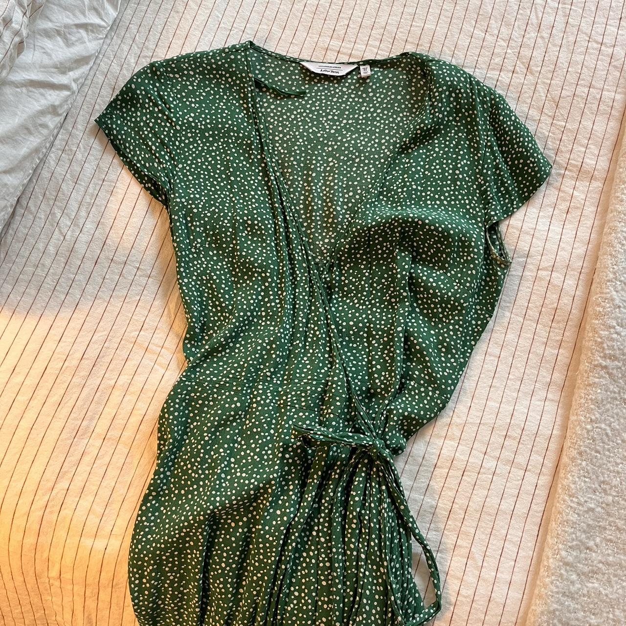 & other stories midi green wrap dress! polka dots... - Depop
