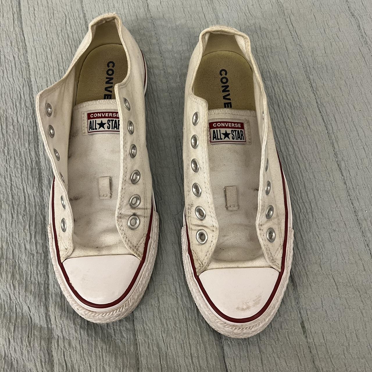 White old school converse Missing laces Good... - Depop
