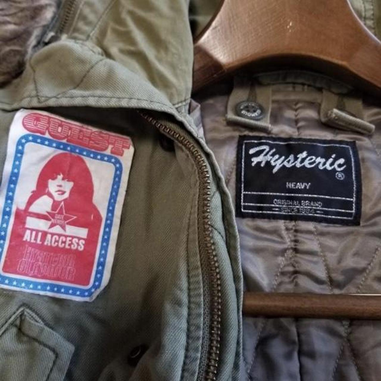 Hysteric Glamour Women's Khaki and Green Coat | Depop