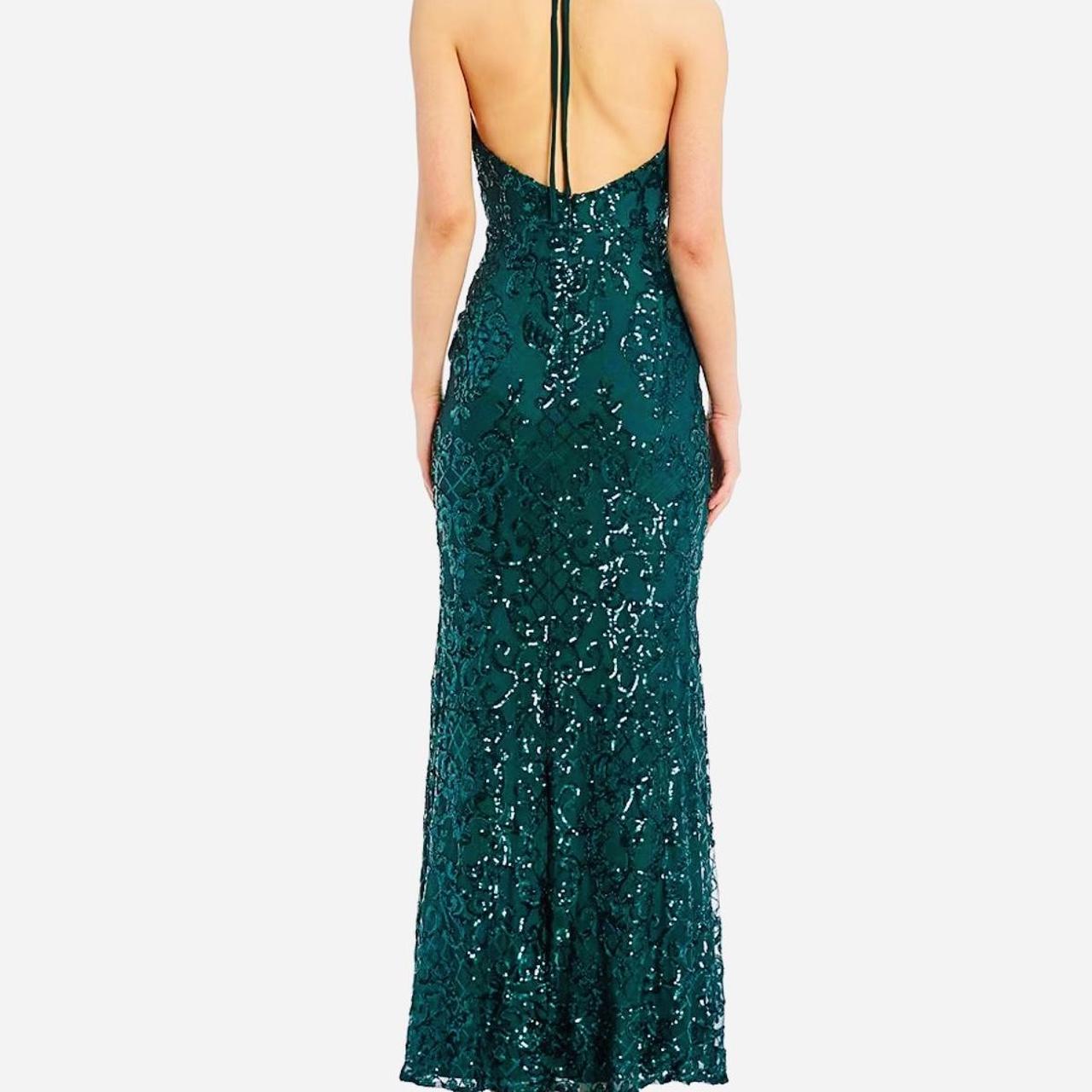 Jovani Green Open Back Halter Neck Tie Prom Dress -... - Depop
