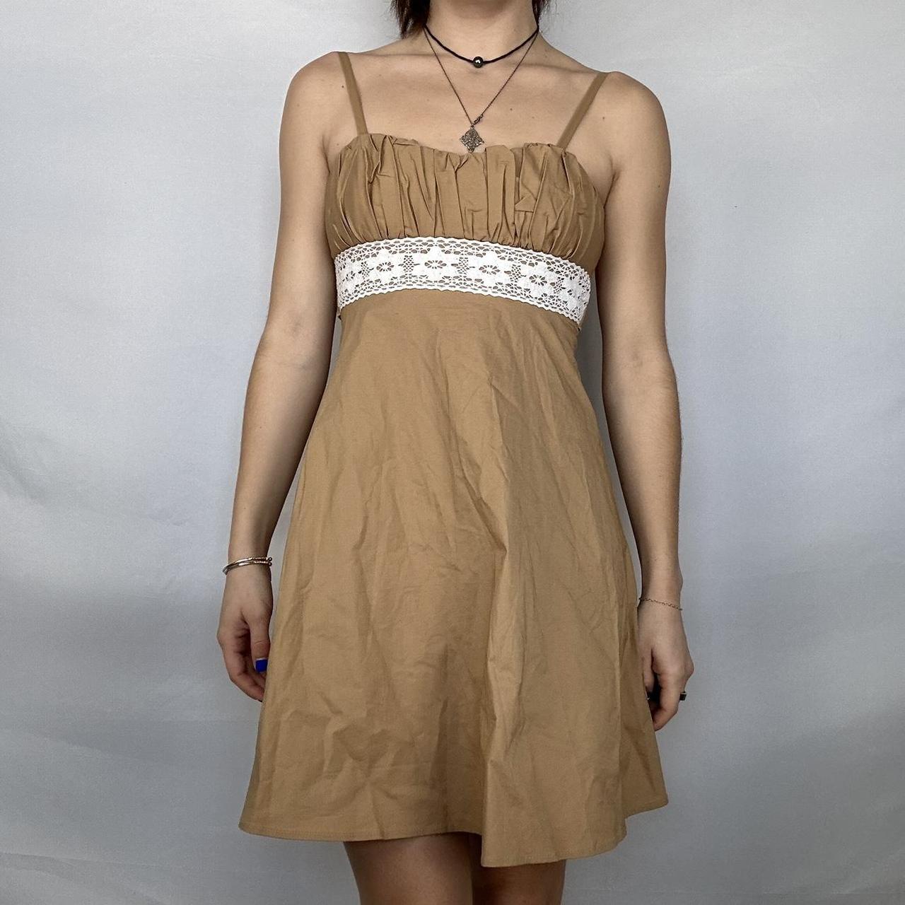 Tan dress with lace waistline Such a stunning and... - Depop