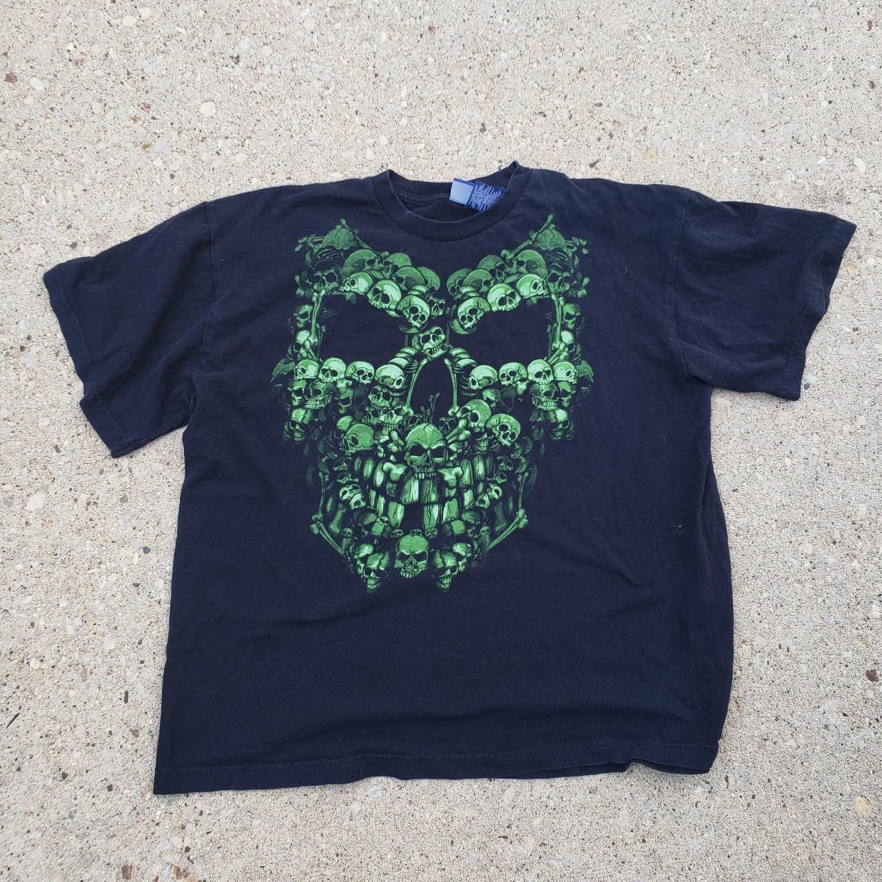 2000s skull tee Cool graphic glows in da dark... - Depop