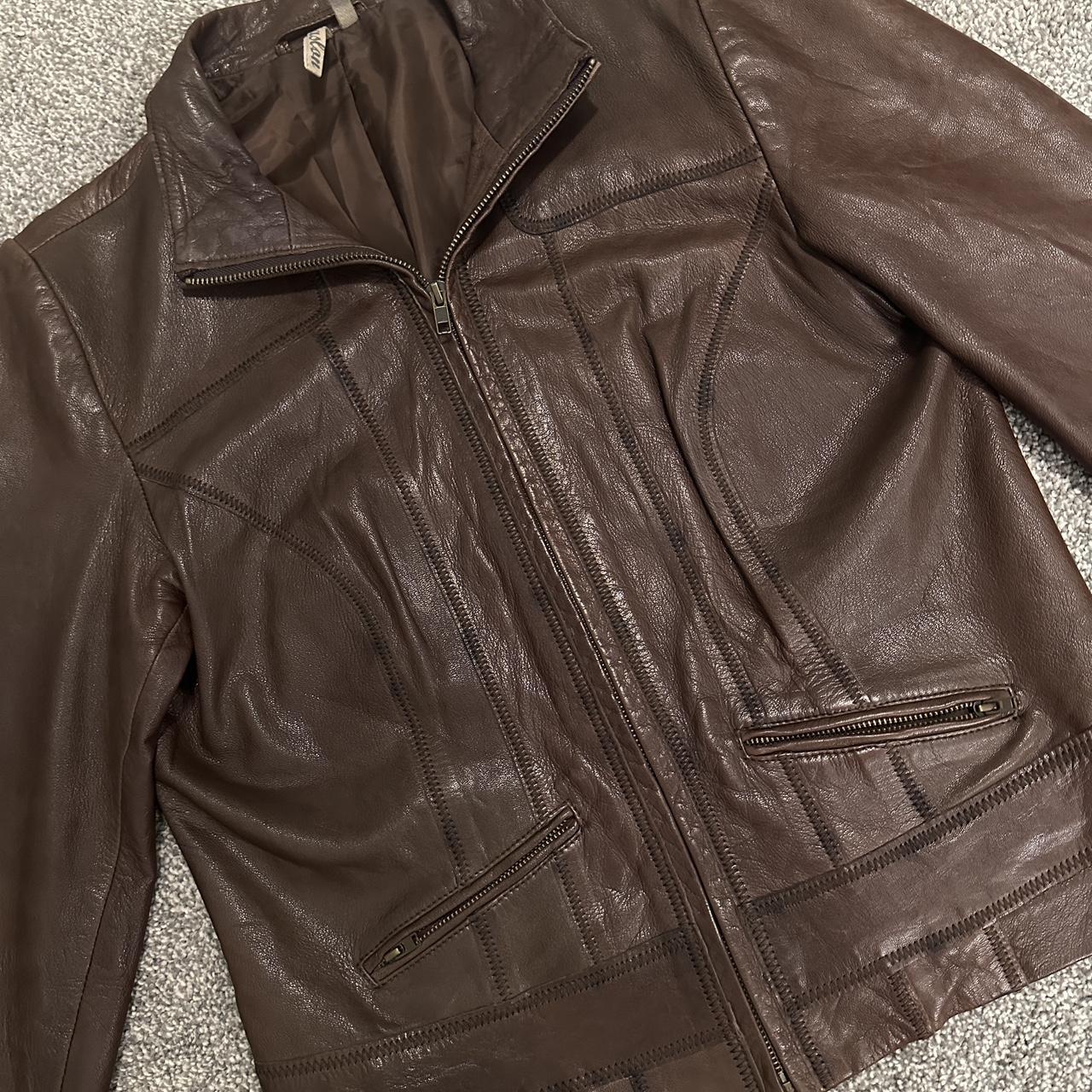 VINTAGE CHOCOLATE BROWN LEATHER JACKET !!! 🤎 SIZE... - Depop