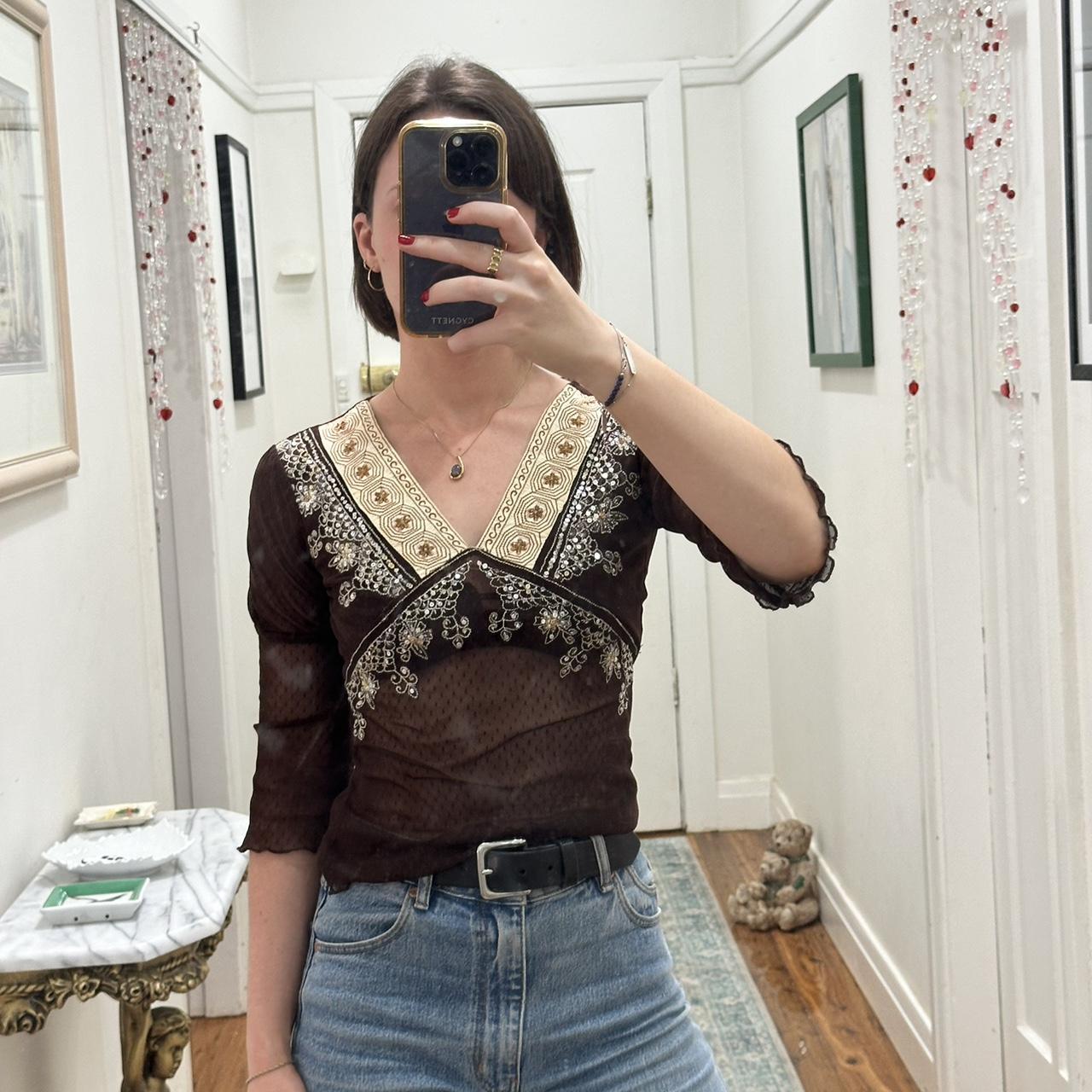 Sheer brown top. Purchased at vintage store. - Depop