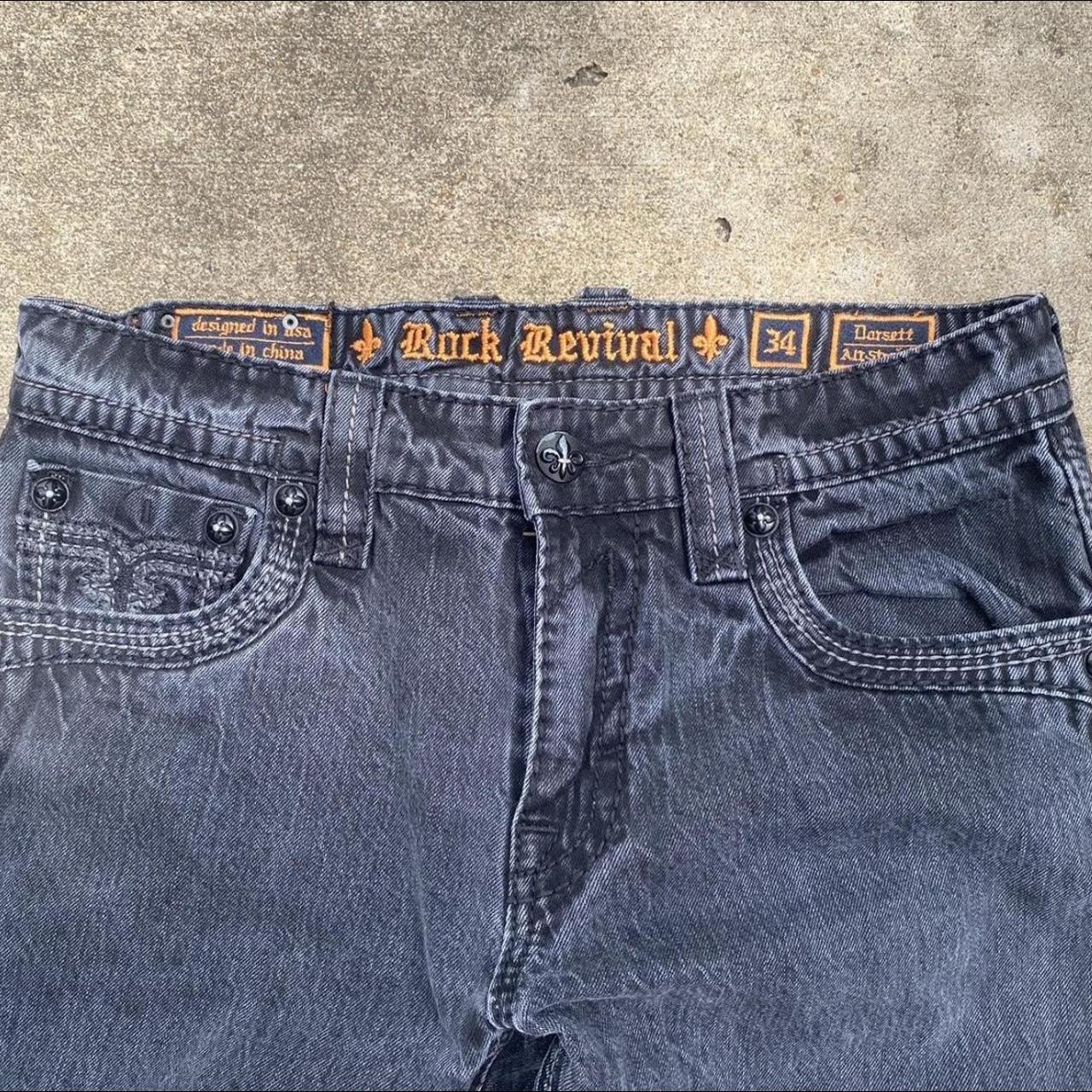 Black on Black Rock Revivals Jeans Size 34 in... - Depop