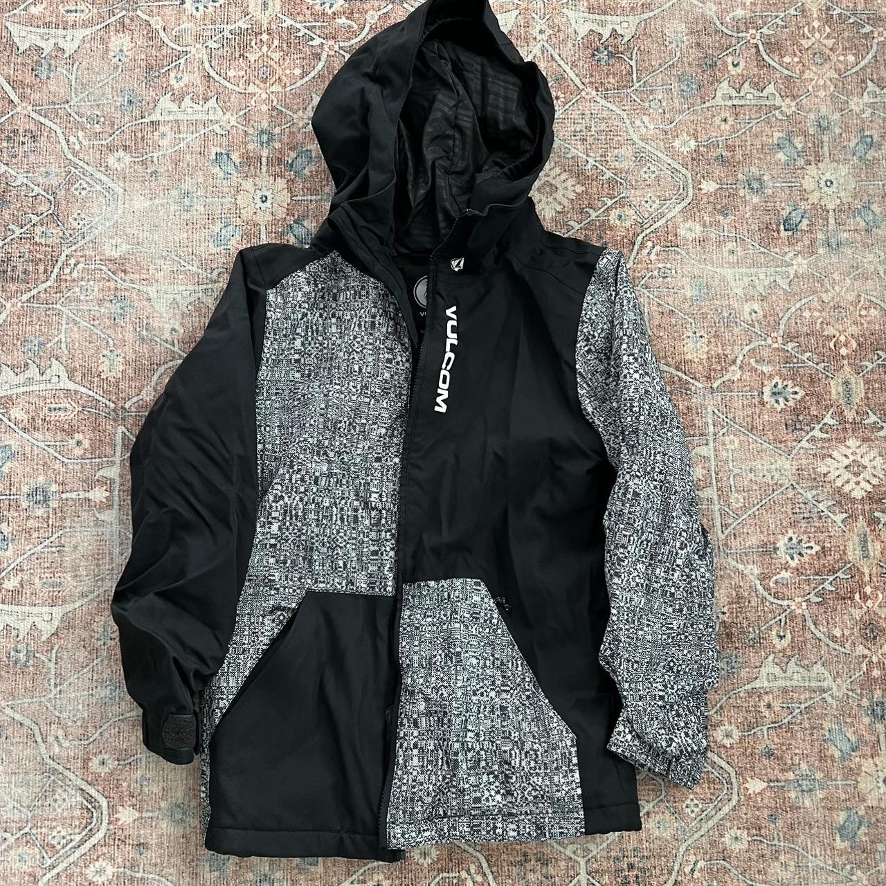 Black and white Volcom ski/snowboard youth jacket in... - Depop
