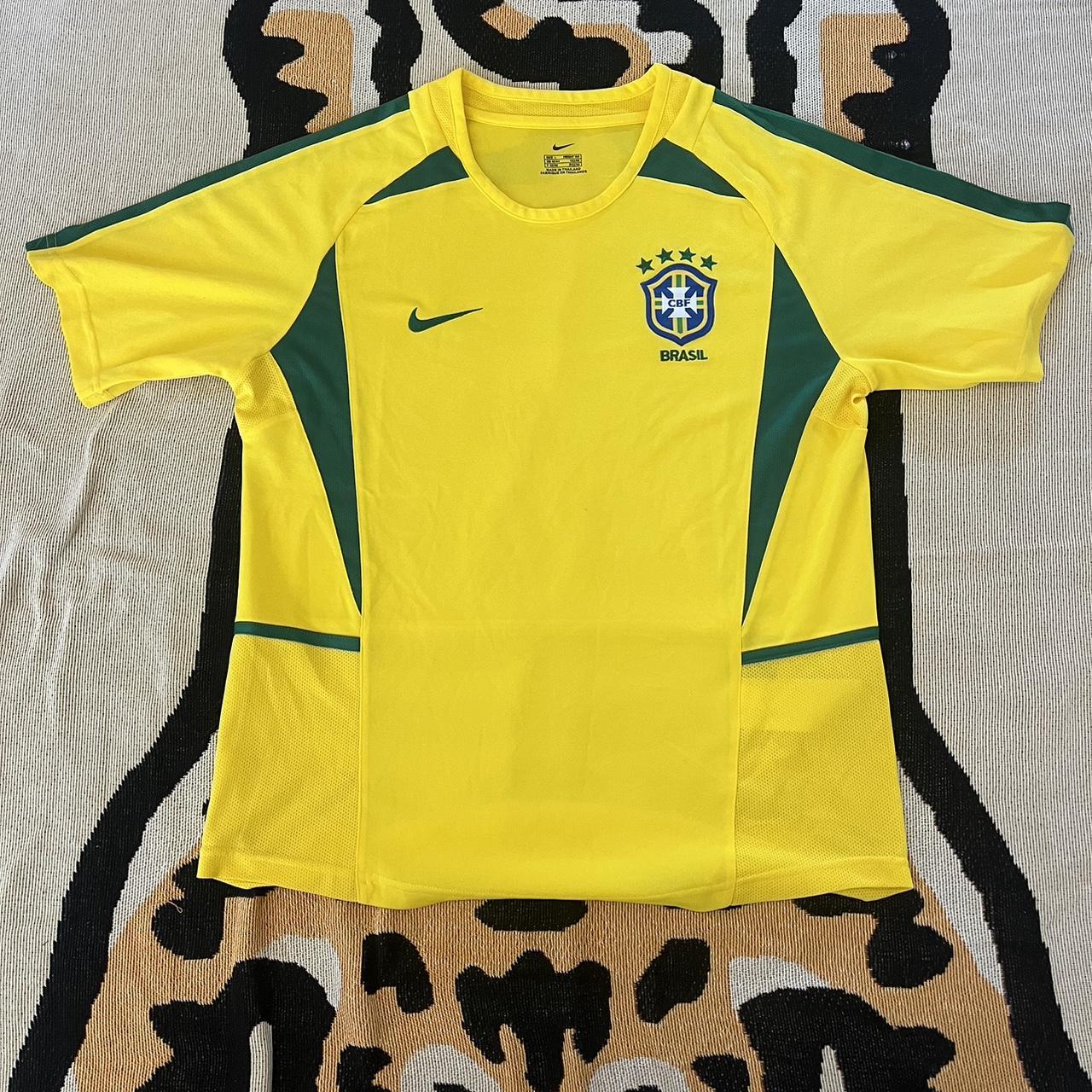 brazil jersey 2002 world cup size - large barely... - Depop