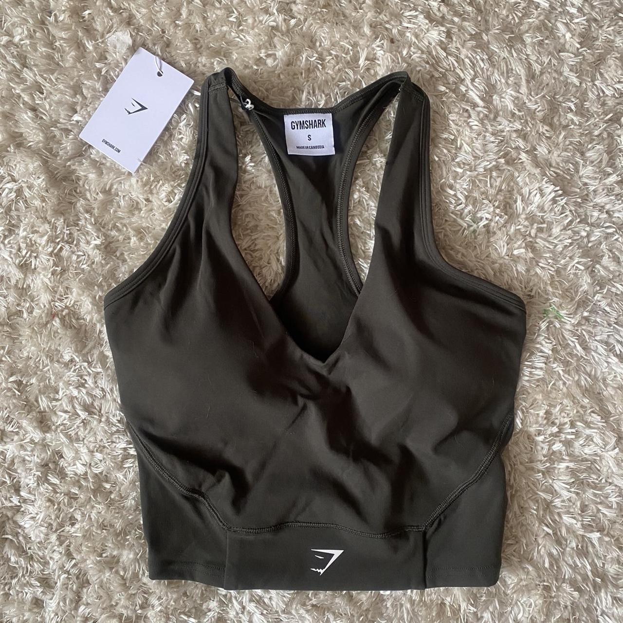 nwt gymshark crop tank 💚 deep olive green color, so... - Depop