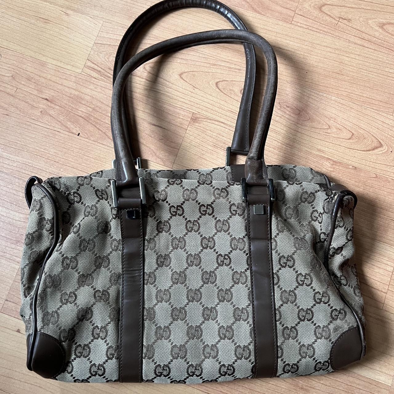 Gucci Made in Italy Monogram canvas with leather... - Depop