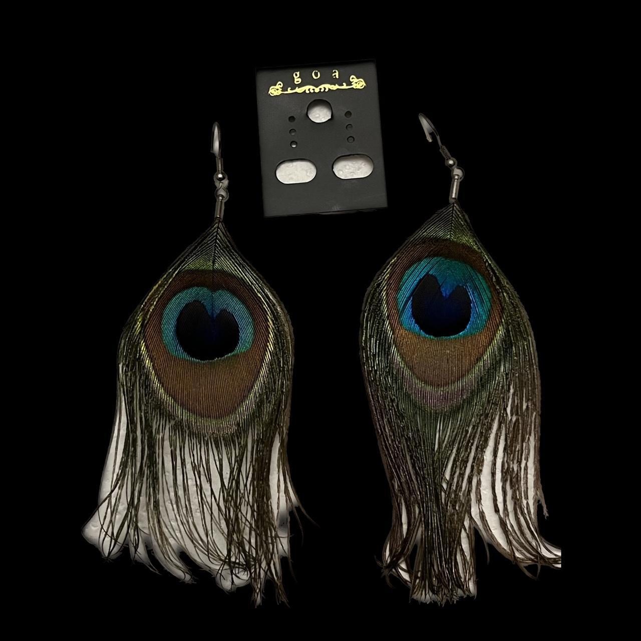 GOA Peacock Feather Earrings Beautiful goa feather... - Depop