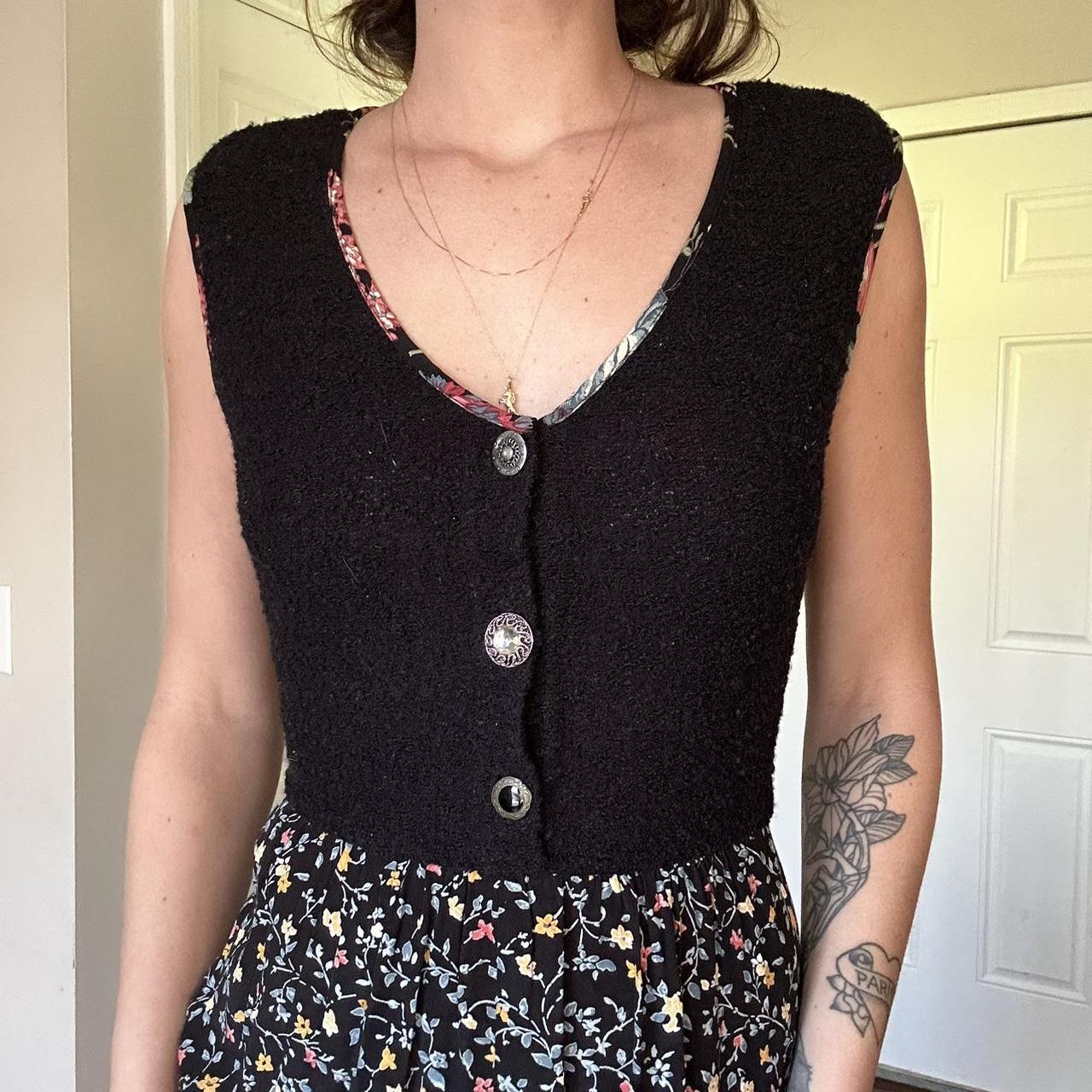 Vintage Zoe Floral Skirt Tie Waist Maxi Dress Top... - Depop