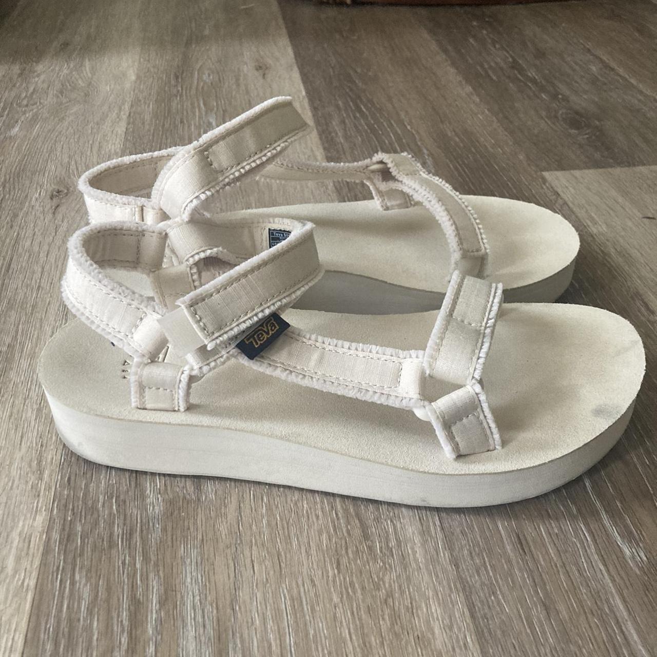 Teva Women's White and Cream Sandals | Depop