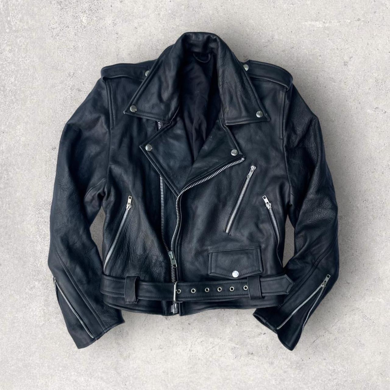 Vintage Cropped Punk Black Leather Motorcycle Biker... - Depop