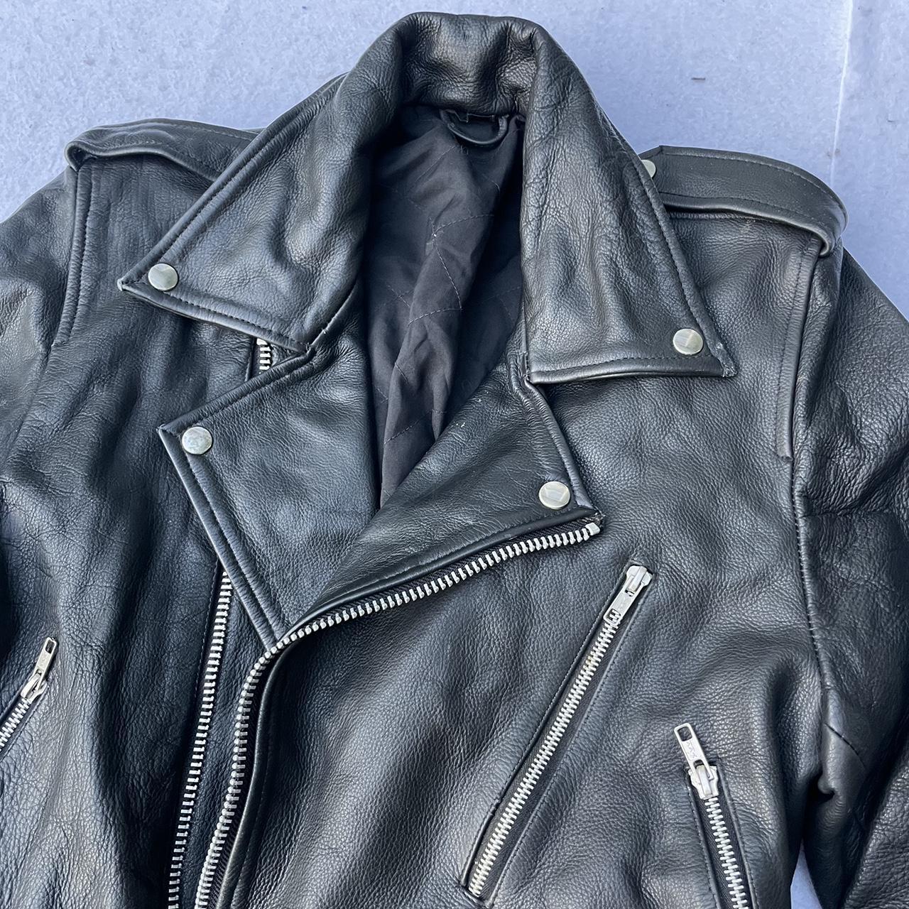 Vintage Cropped Punk Black Leather Motorcycle Biker... - Depop