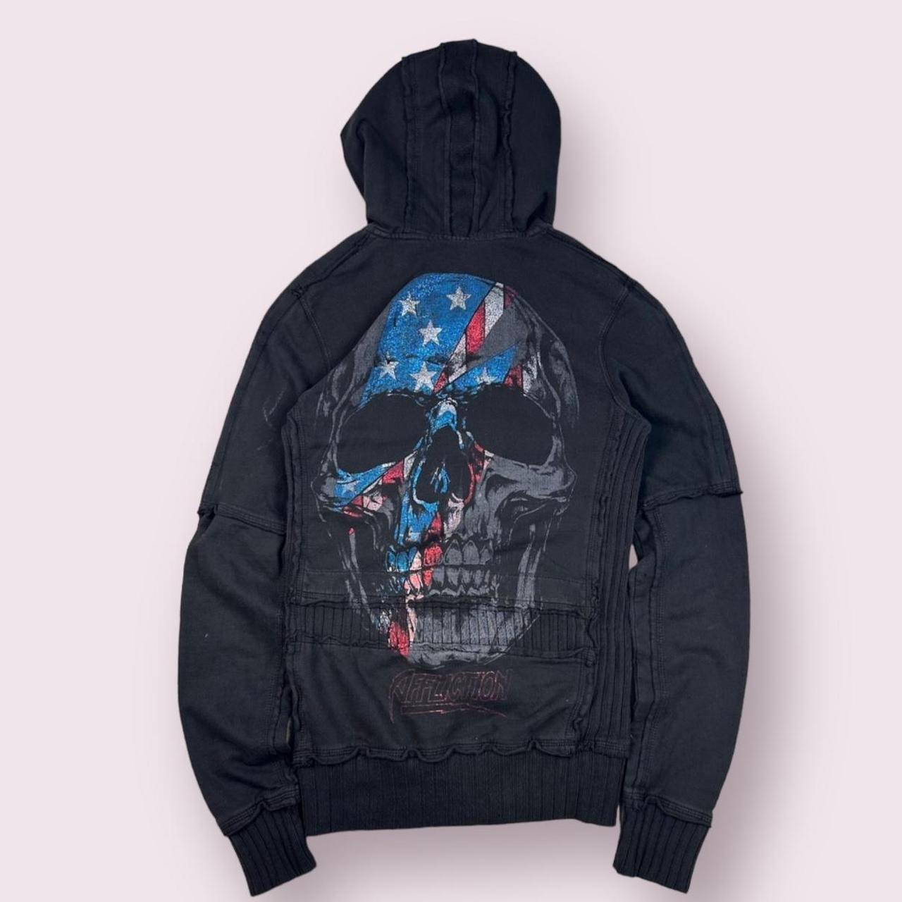 Vintage Women’s Affliction Skull Skater Style Full... - Depop